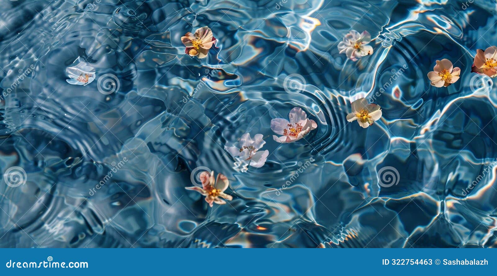 Clear Water with Floating Flowers and Sun Refraction Texture Stock ...
