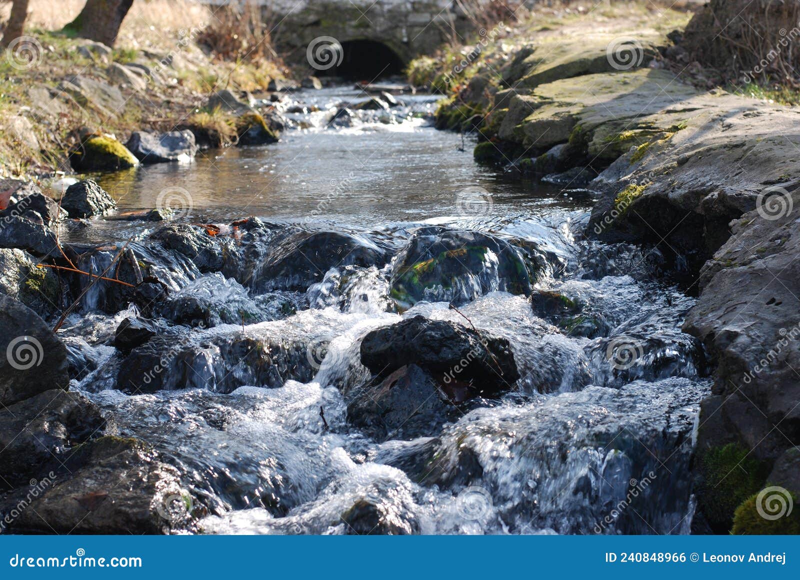 Clear Water Flows Out of the Pipe, Waterfall Stock Photo - Image of ...