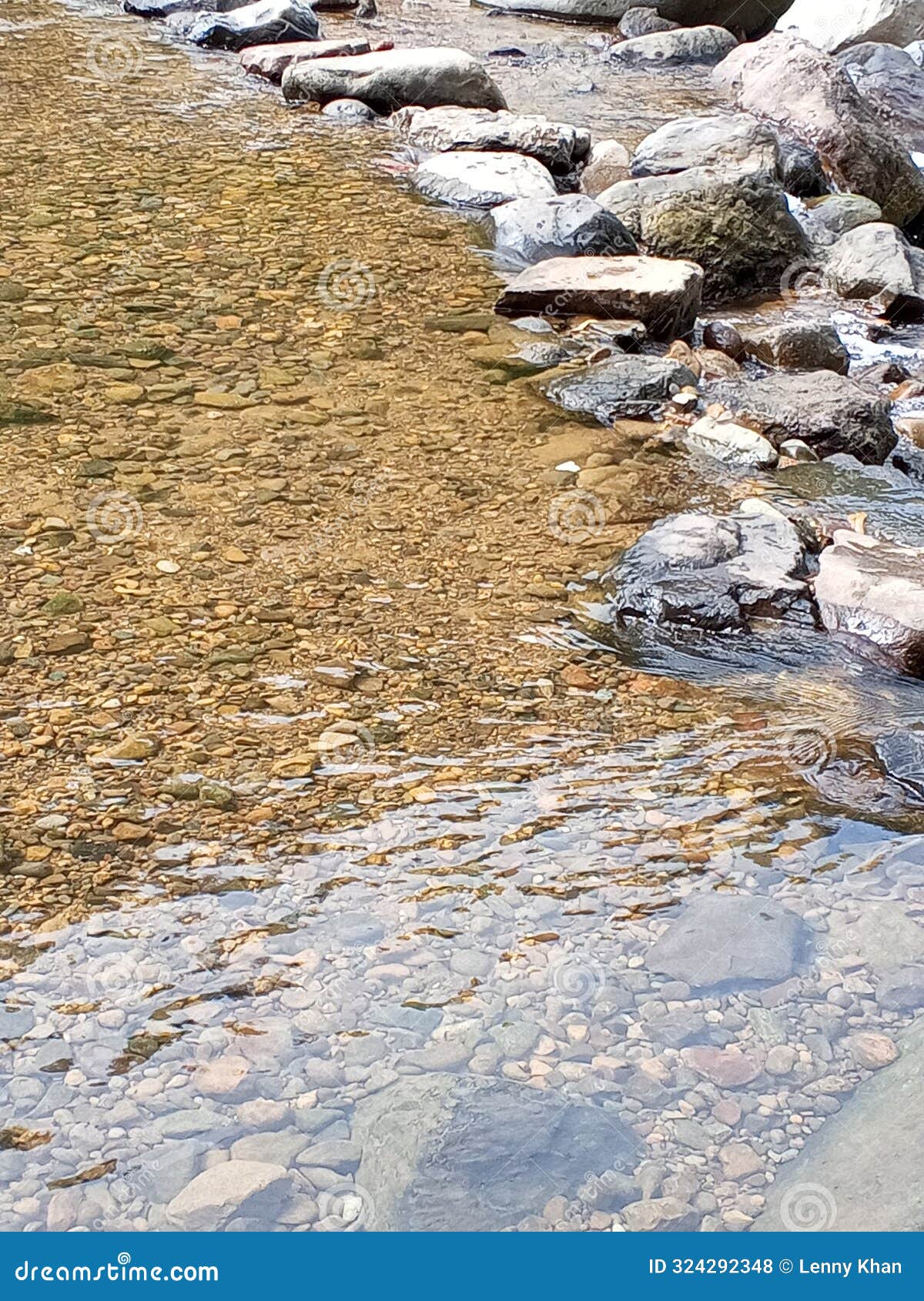 Clear Water Flows in a River Decorated with Rocks Stock Photo - Image ...