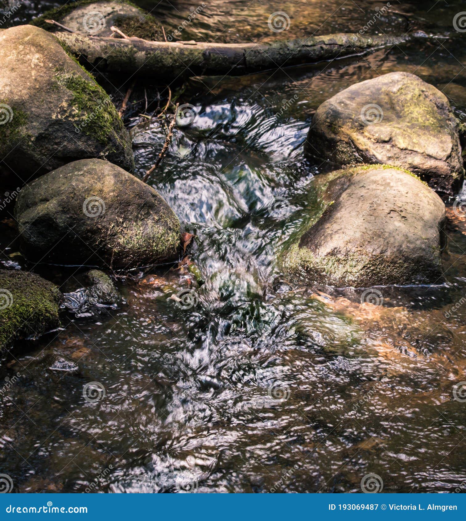 Clear Water Stream Falling between Rocks Stock Image - Image of ...