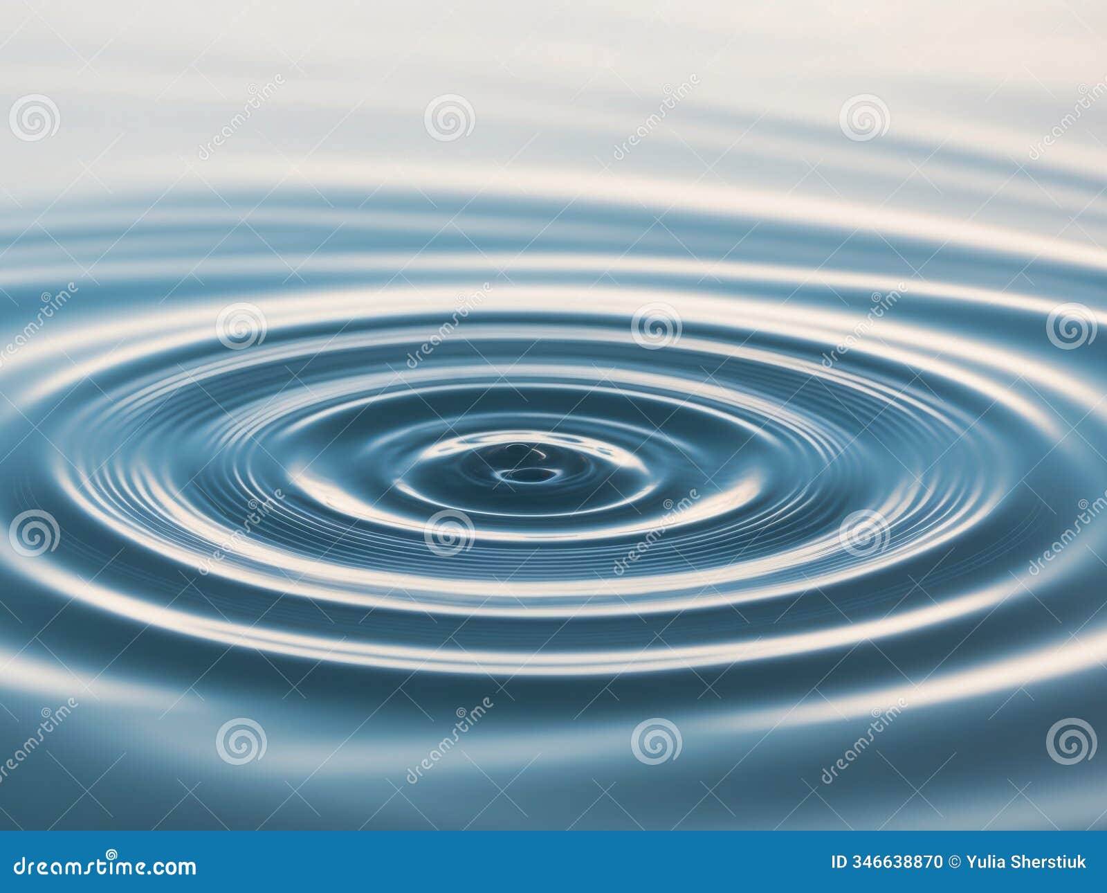 Clear Water Surface with Concentric Ripples in Bright Blue Light. Stock ...