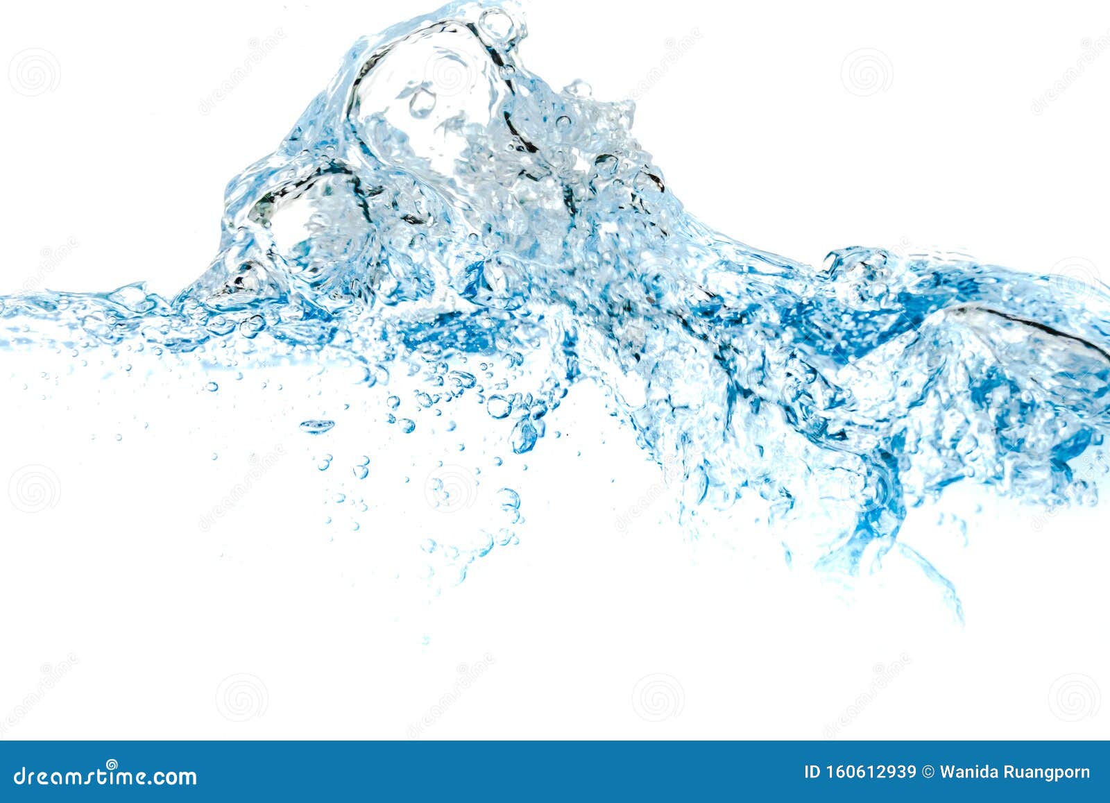 Clear Water Waves. Water Wave and Air Bubbles Isolated Over White ...