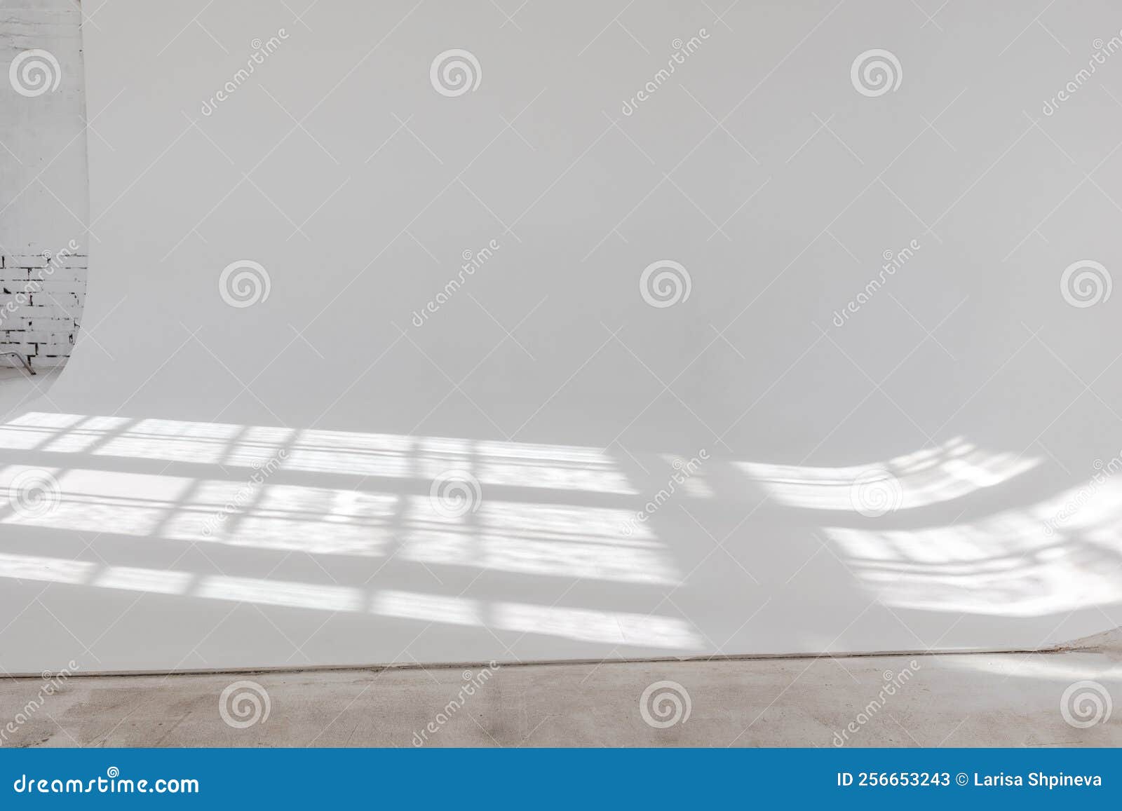 Clear White Cyclorama. Light Background with Sun Light and Shadows ...