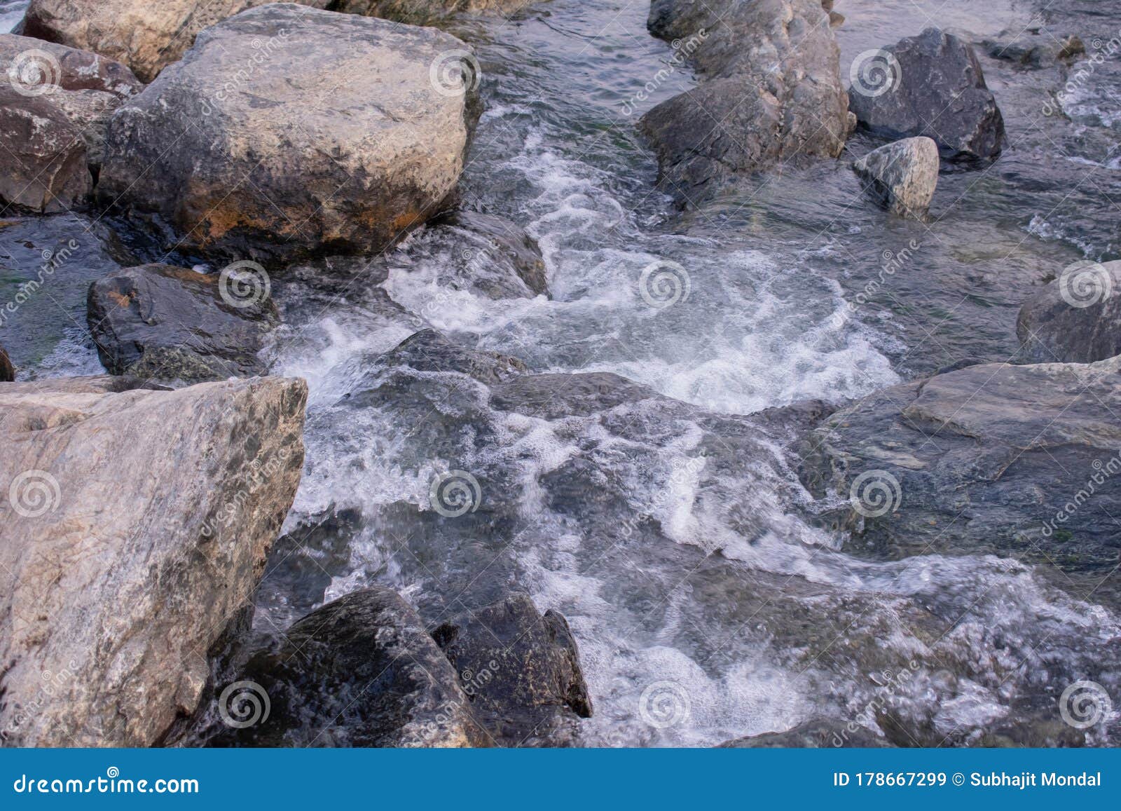 Clear White Water Flowing between Huge Rocks Stock Image - Image of ...