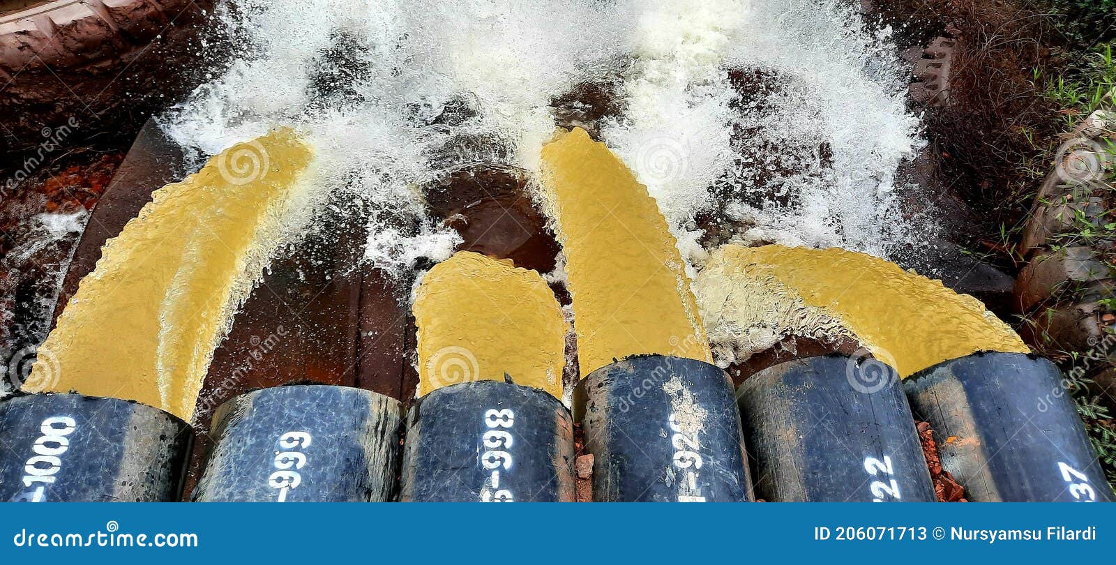 Yellow Water Poured from the Pipe Stock Image - Image of poured, pipe ...