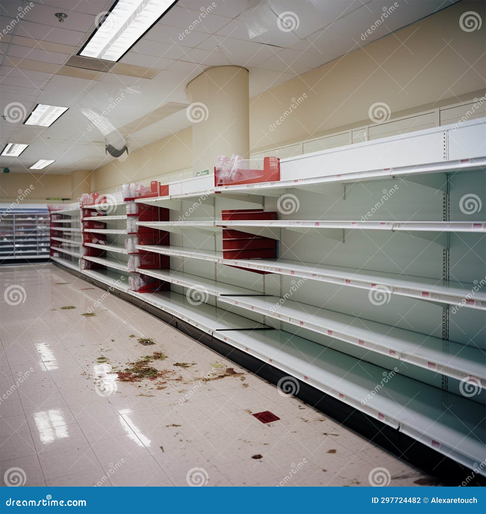 Cleared Empty Shelves in an Empty Store Stock Photo - Image of ...