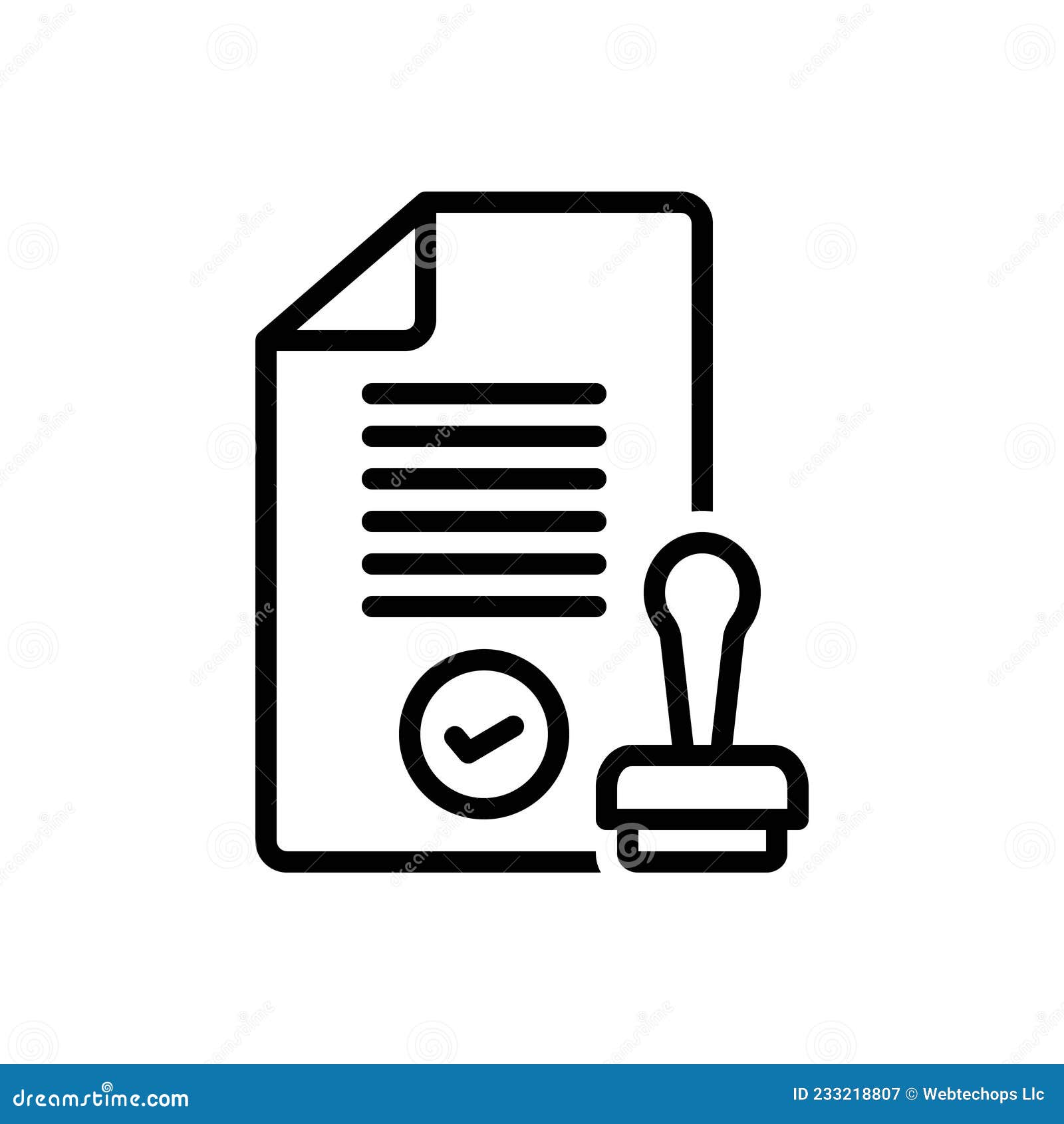 Black Line Icon for Cleared, Processed and Approved Stock Vector ...