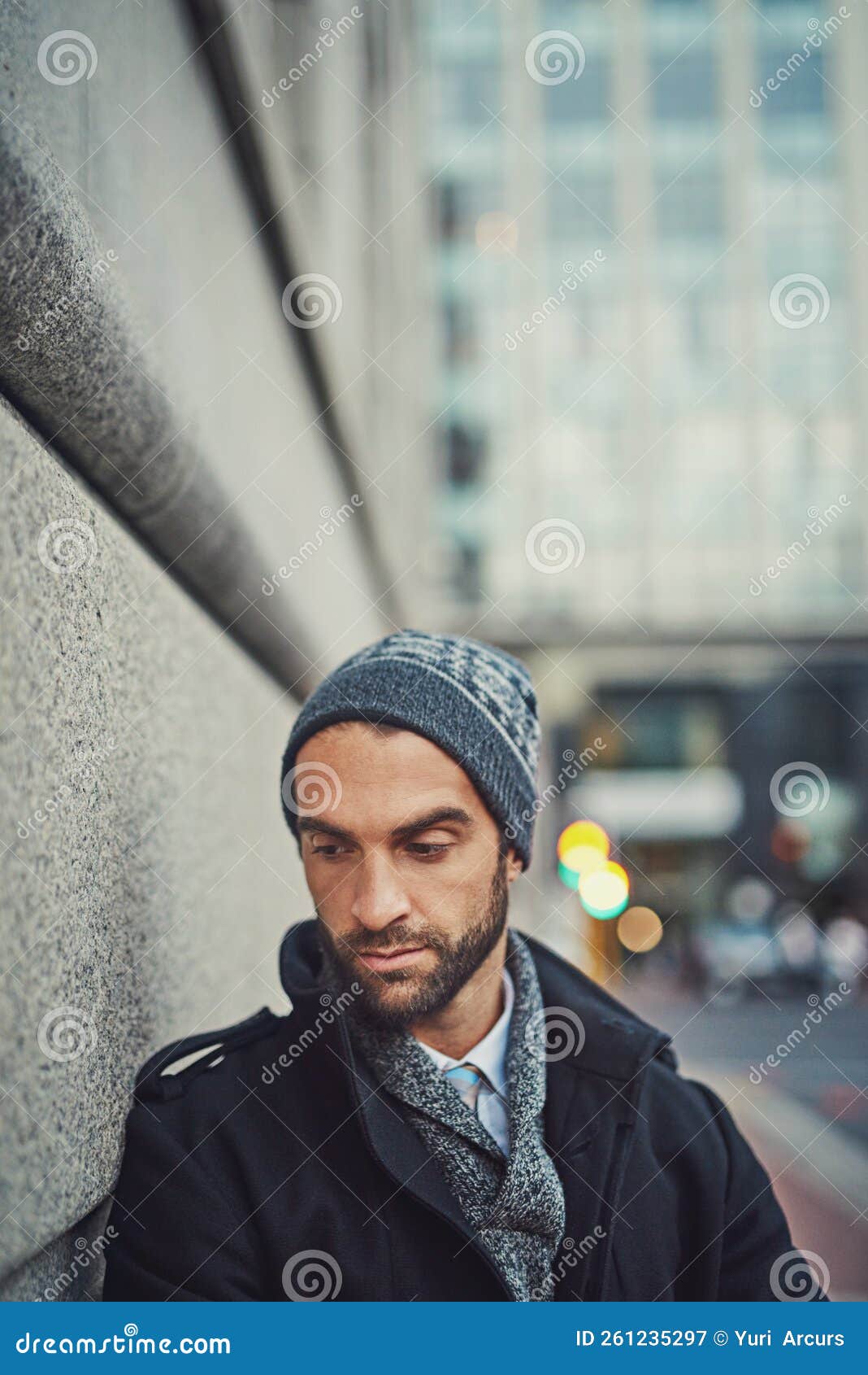 Clearing His Mind in the City. a Man Out in the City. Stock Image ...