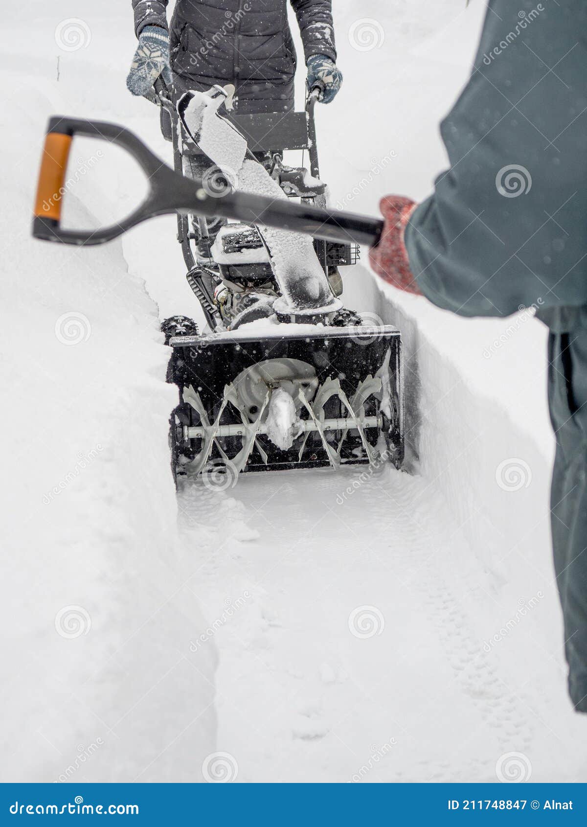 Clearing Snow with a Snowblower Stock Image - Image of environment ...