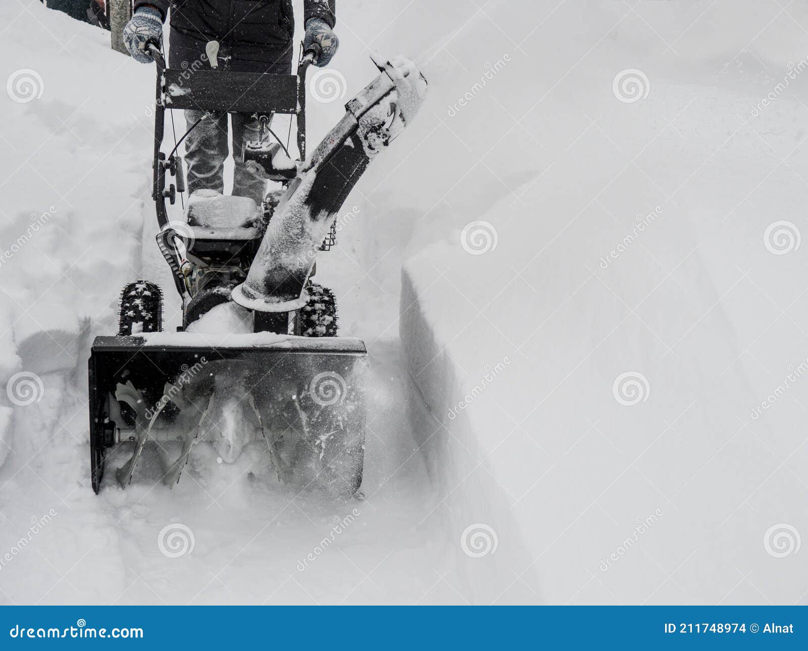 Clearing Snow with a Snowblower Stock Photo - Image of chore, removal ...