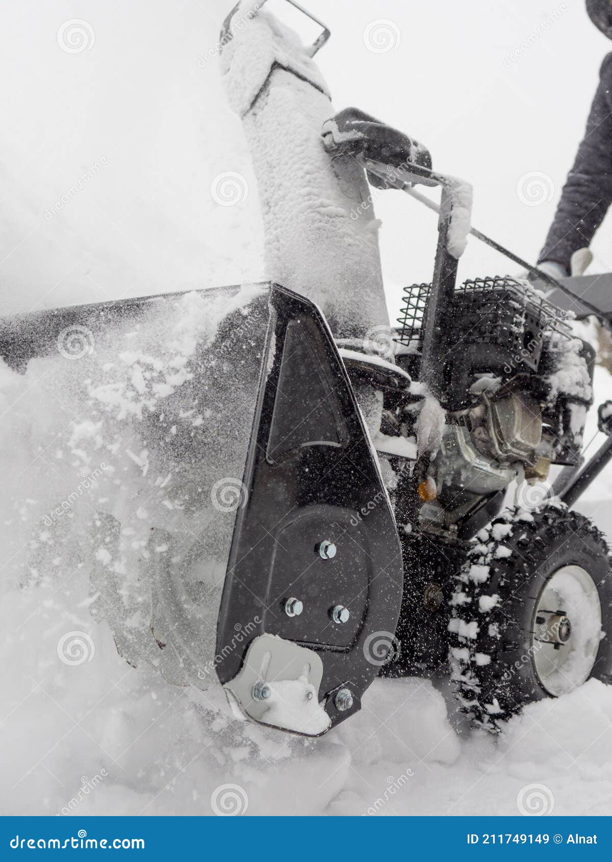 Clearing Snow with a Snowblower Stock Image - Image of machine ...