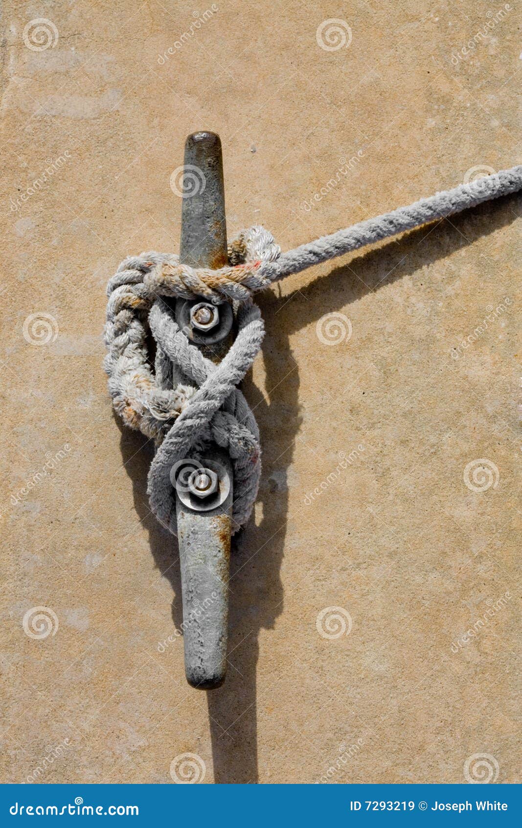 Cleat with Rope stock image. Image of rope, tied, secured - 7293219