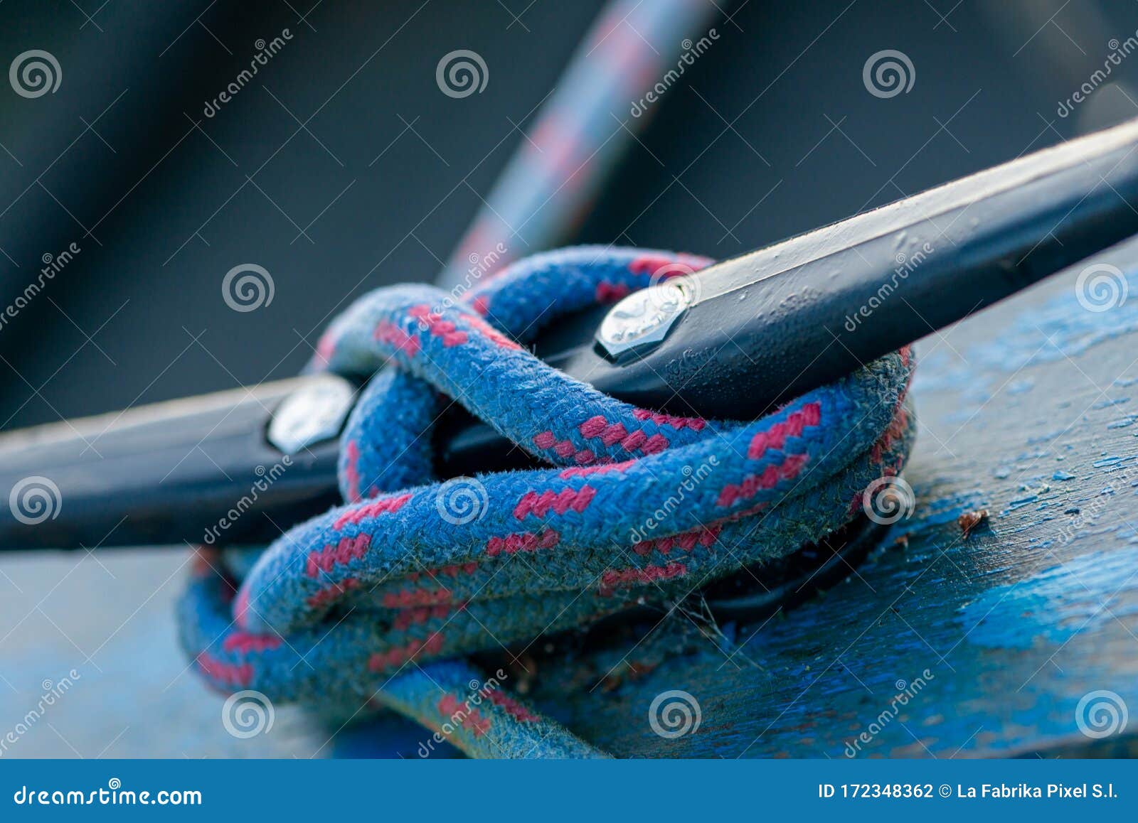 Cleat and rope stock photo. Image of yachting, blue - 172348362