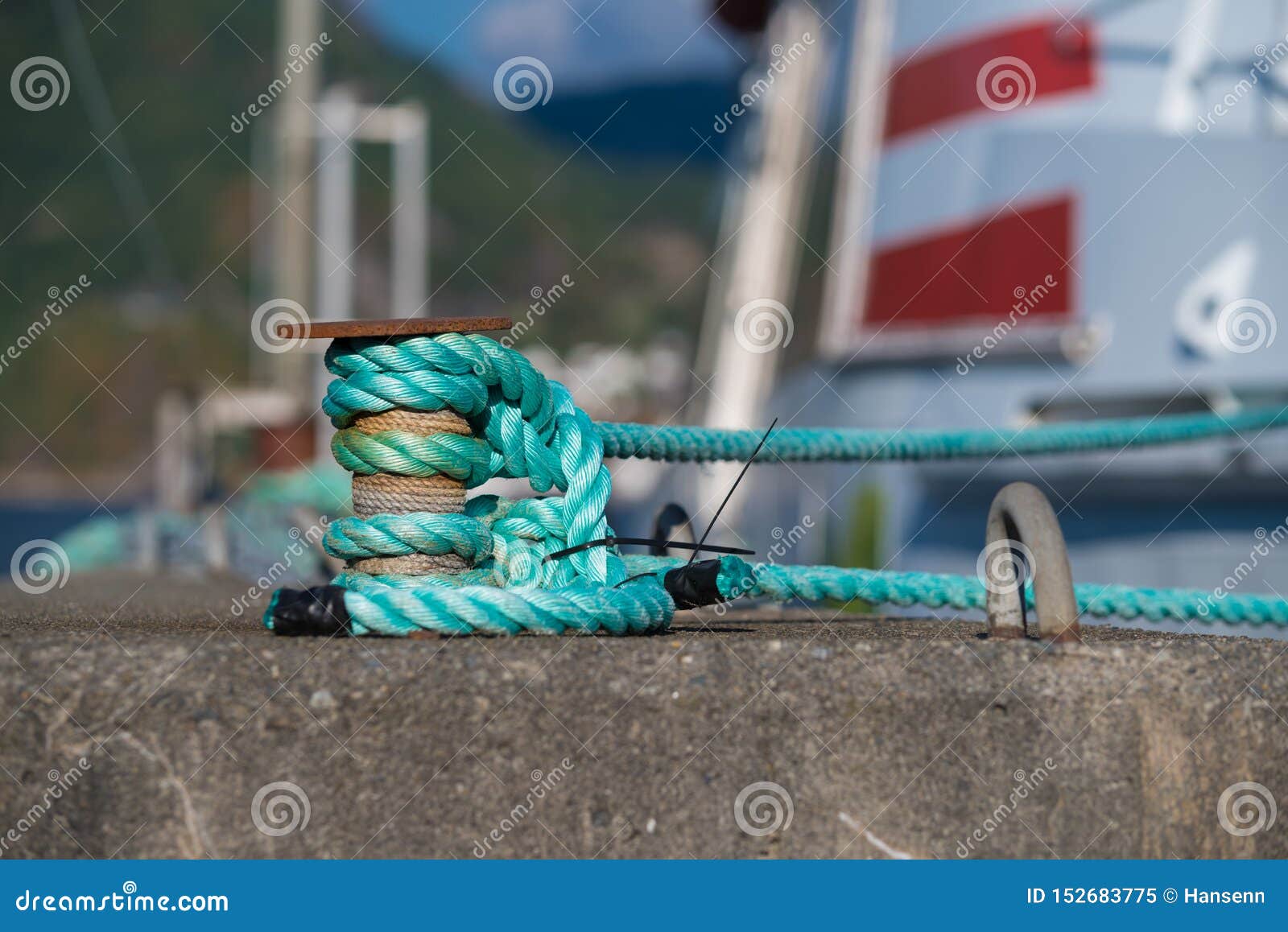 Cleat with rope stock image. Image of nautical, metal - 152683775