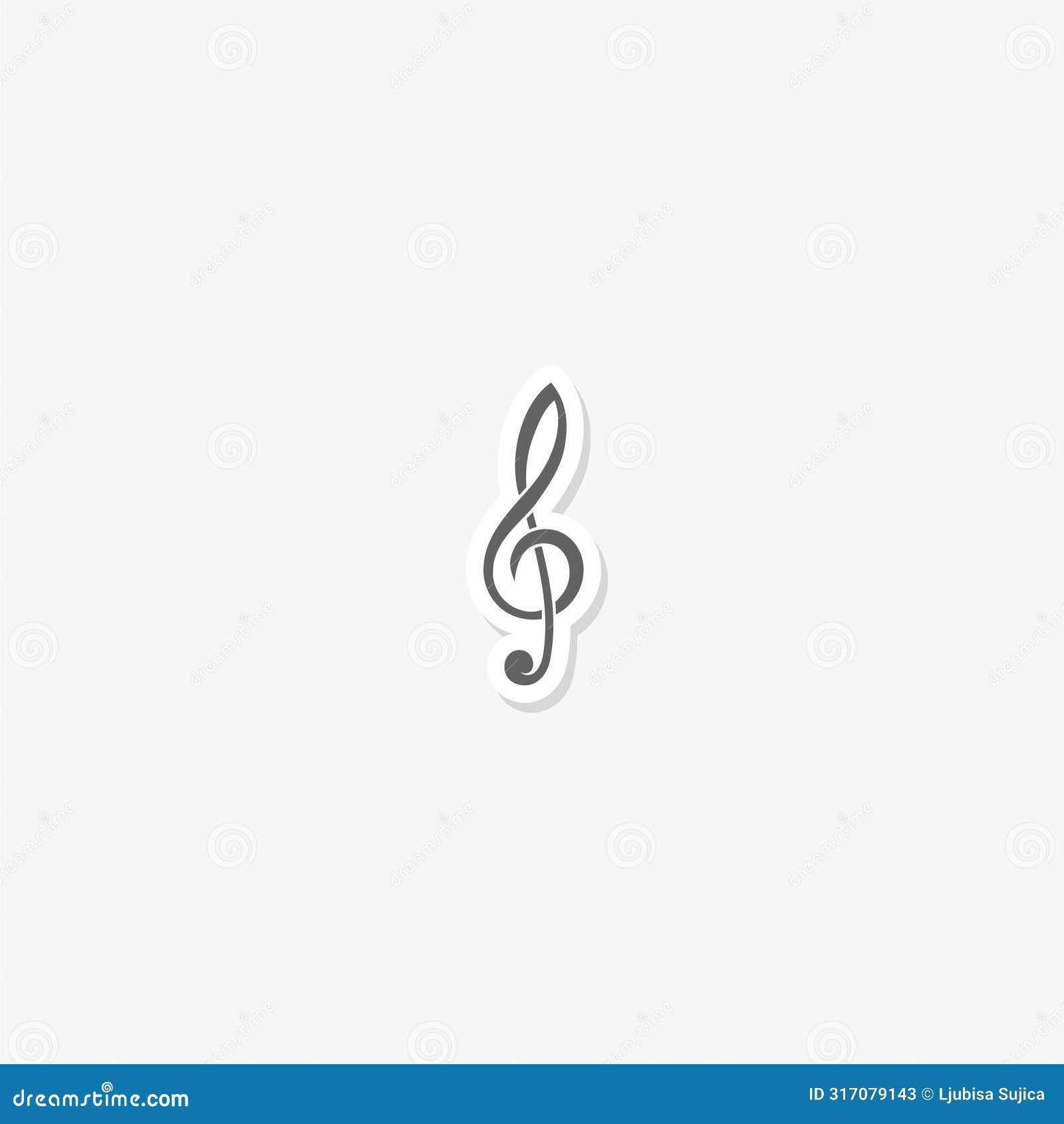 Clef Icon Sticker Isolated on Gray Background Stock Vector ...