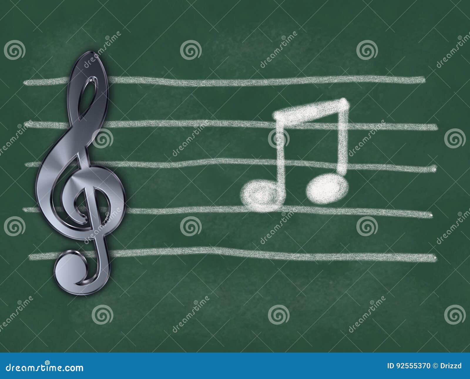 Clef and Music Note on Chalkboard Stock Illustration - Illustration of ...