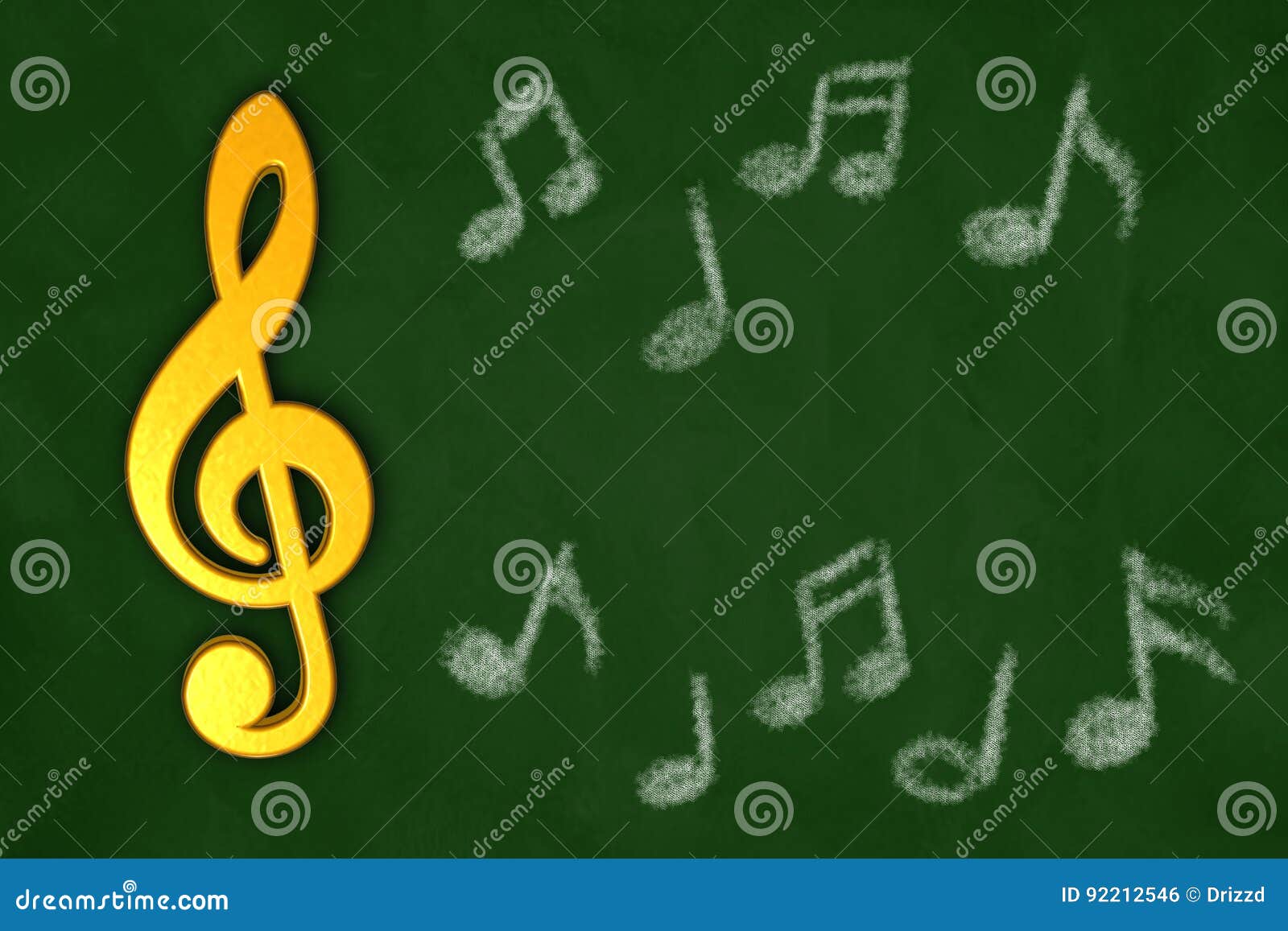 Clef and Music Notes on Chalkboard Stock Illustration - Illustration of ...
