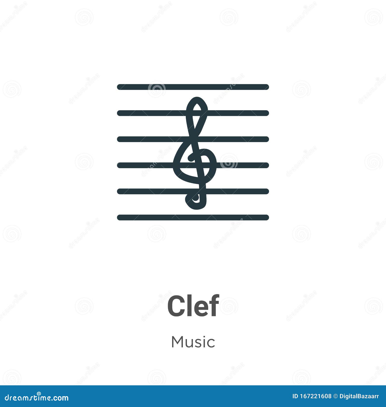 Clef Outline Vector Icon. Thin Line Black Clef Icon, Flat Vector Simple ...