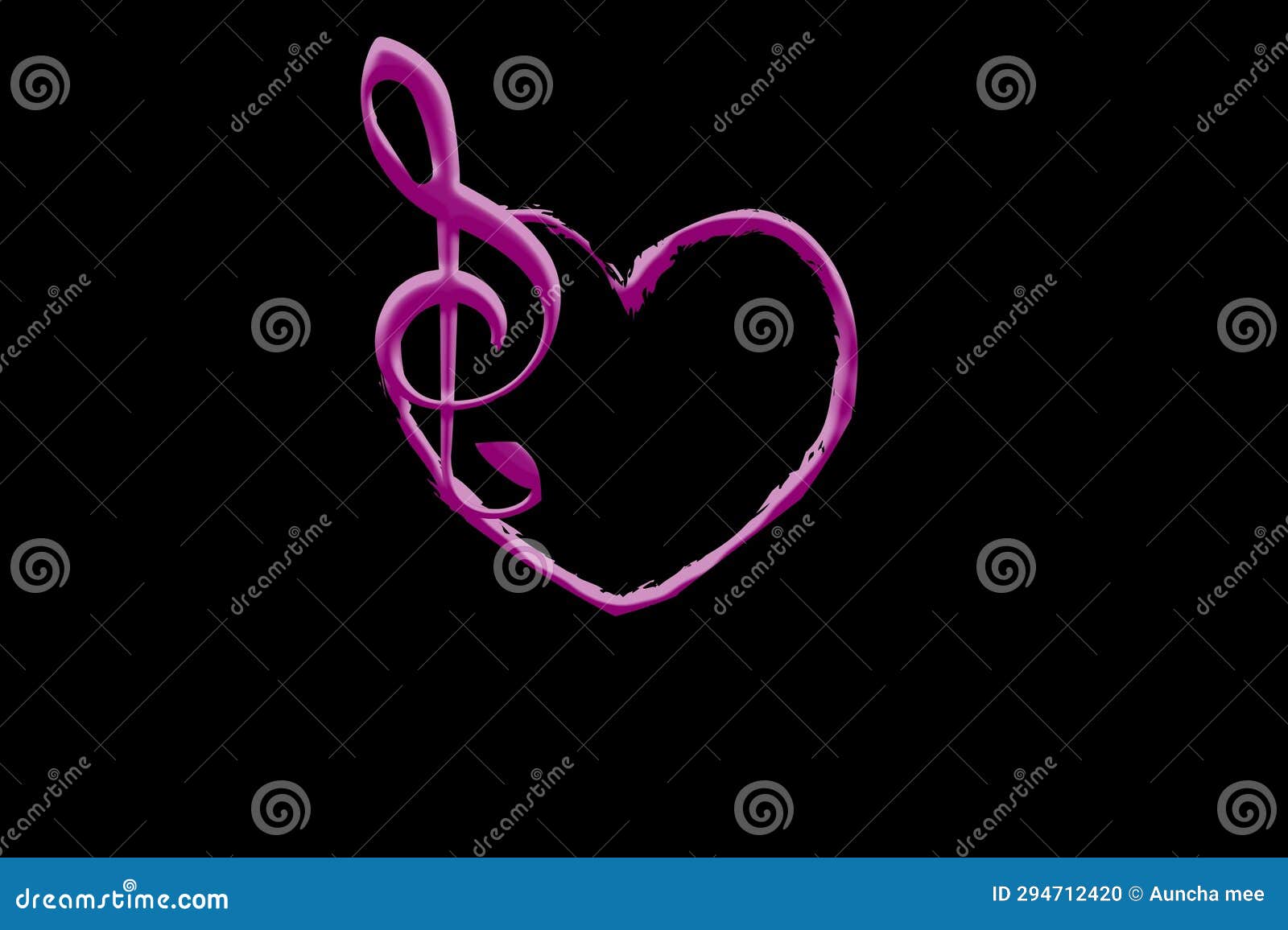 Clef Symbol Logo Design with Heart on Dark Background Stock Photo ...