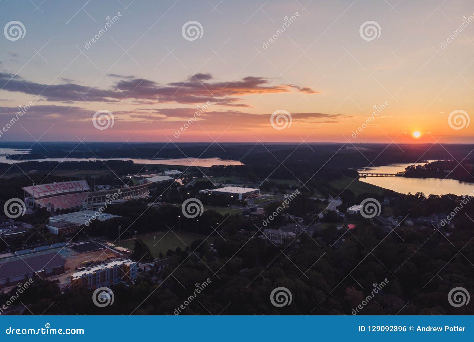 Clemson Memorial Stadium during Sunset in the Fall Editorial Photo ...
