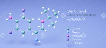 Clenbuterol Molecule, Molecular Structures, Sympathomimetic Amine, 3d ...