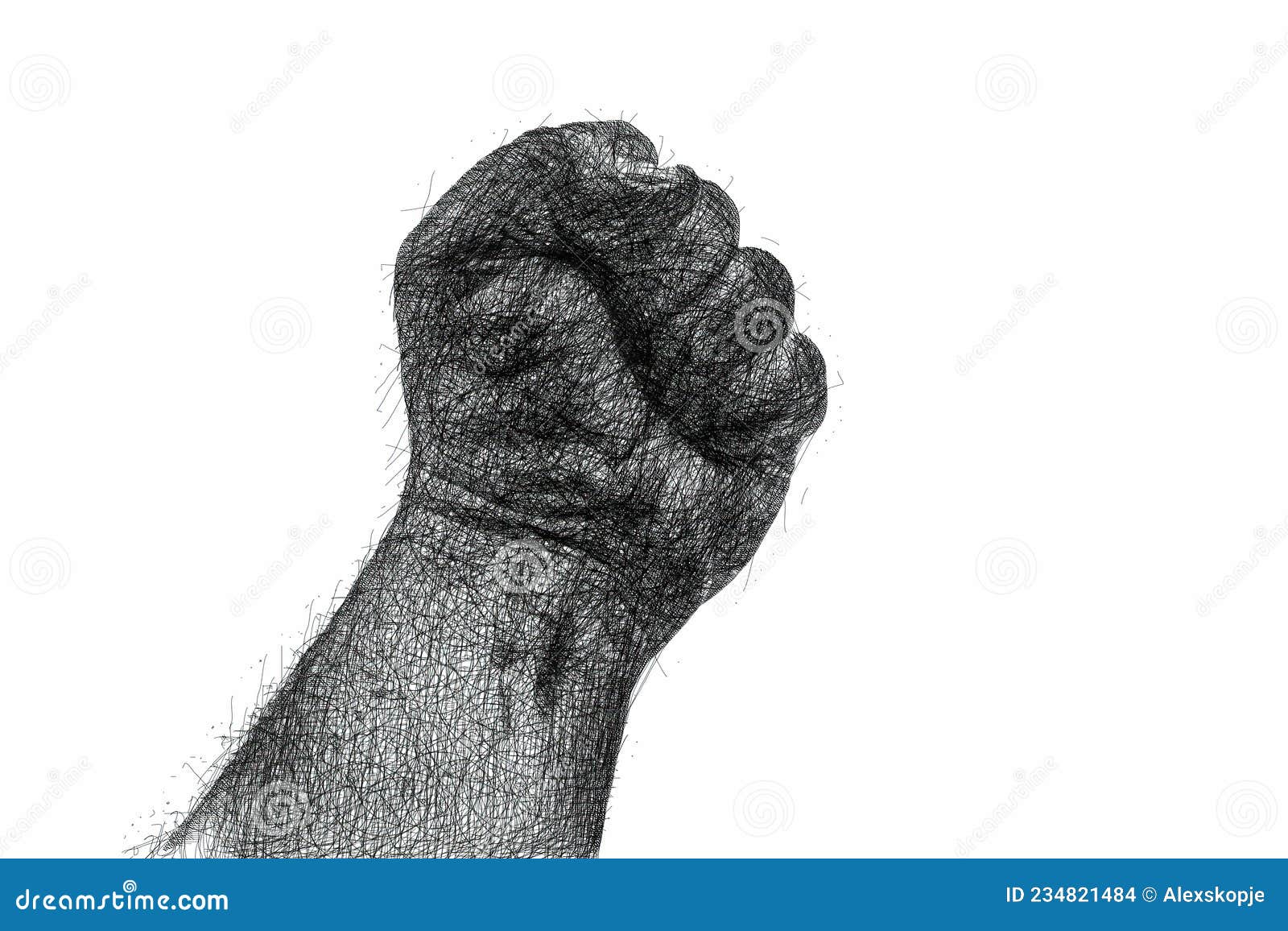 A Clenched Fist Held High in Protest Hand Draw Stock Illustration ...