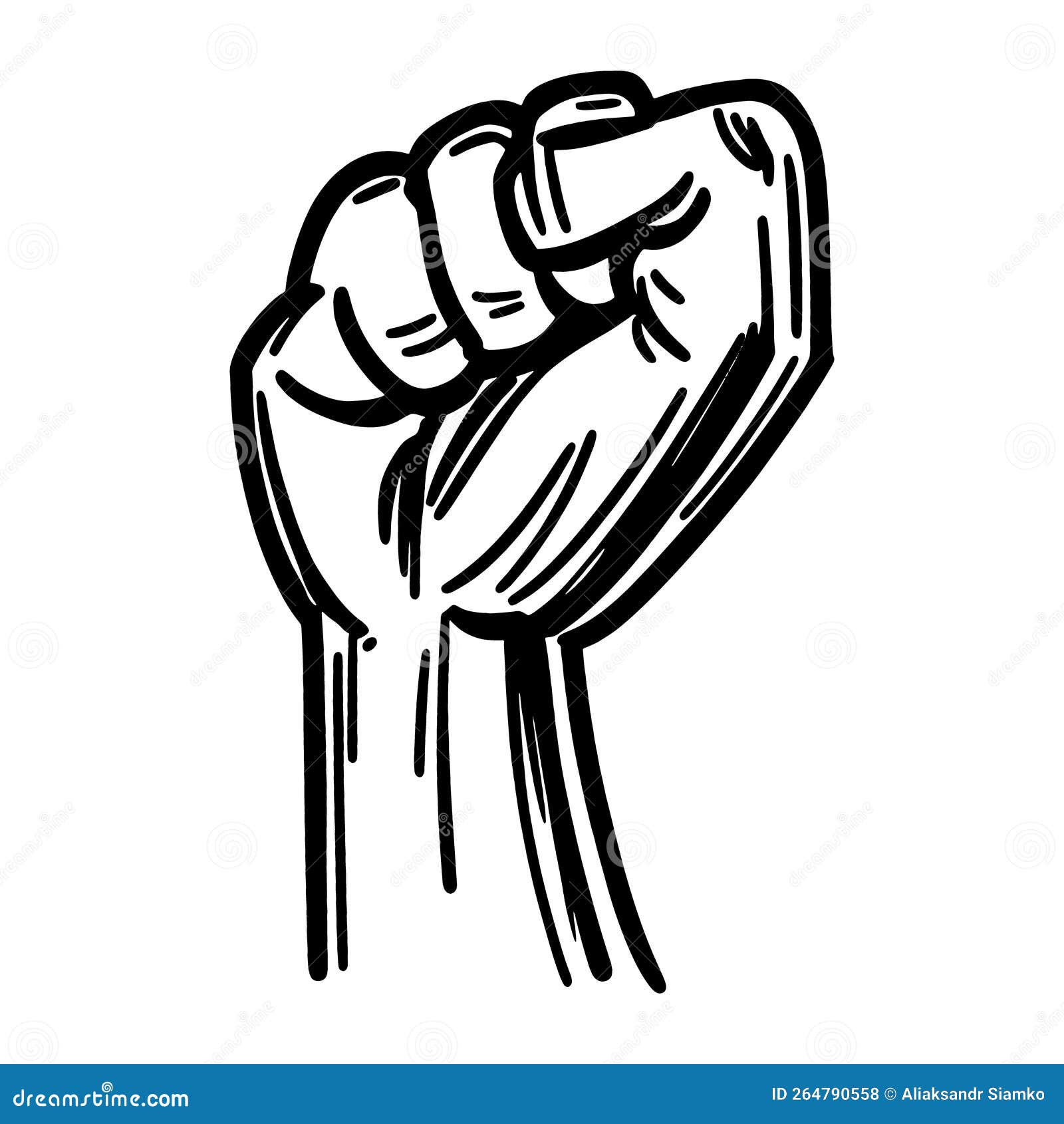 Clenched Fist Raised Up. Hand Drawn Sketch Vector Stock Vector ...