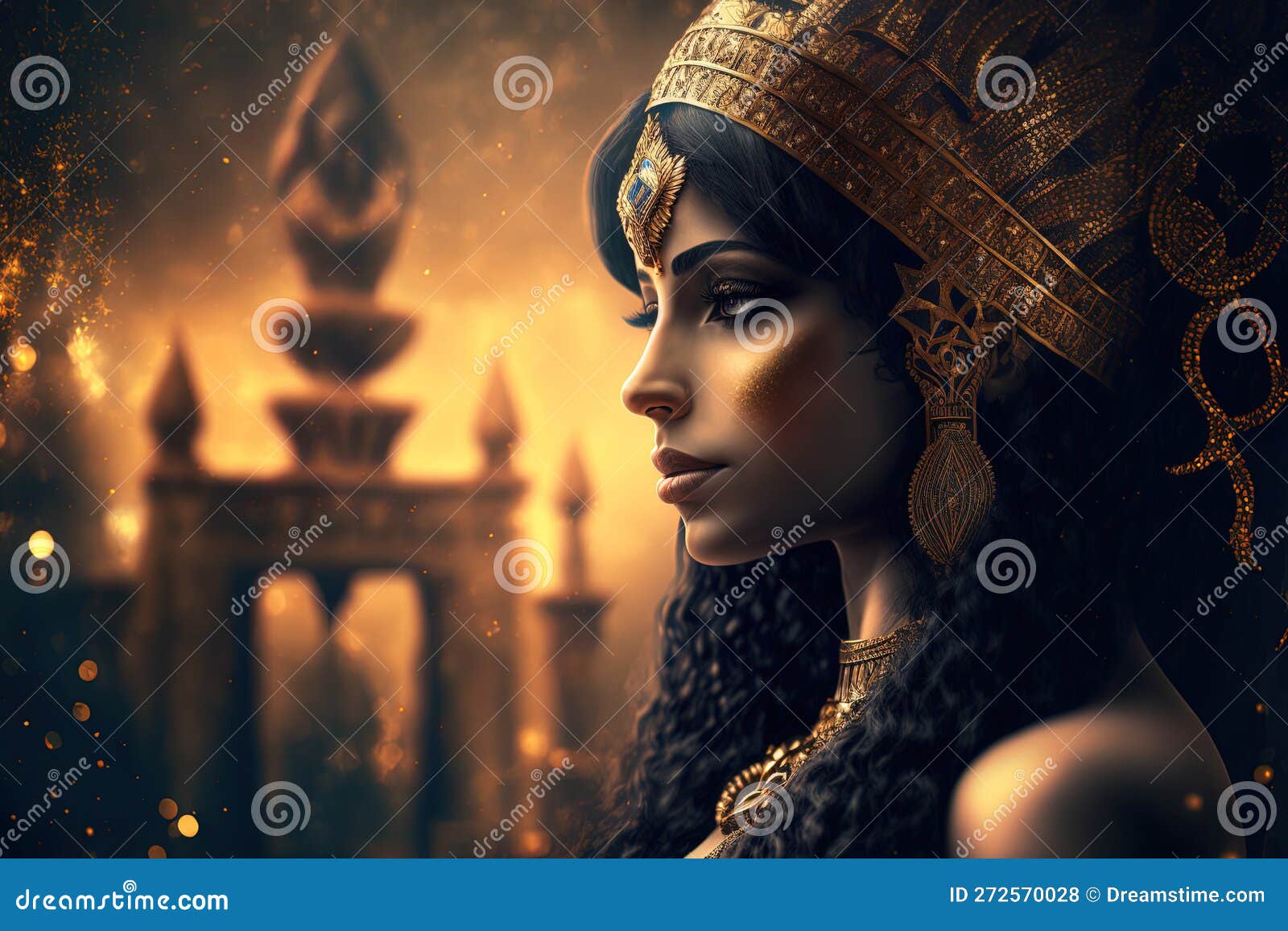 Cleopatra in Ancient Egypt. Dark Bokeh Stock Illustration ...