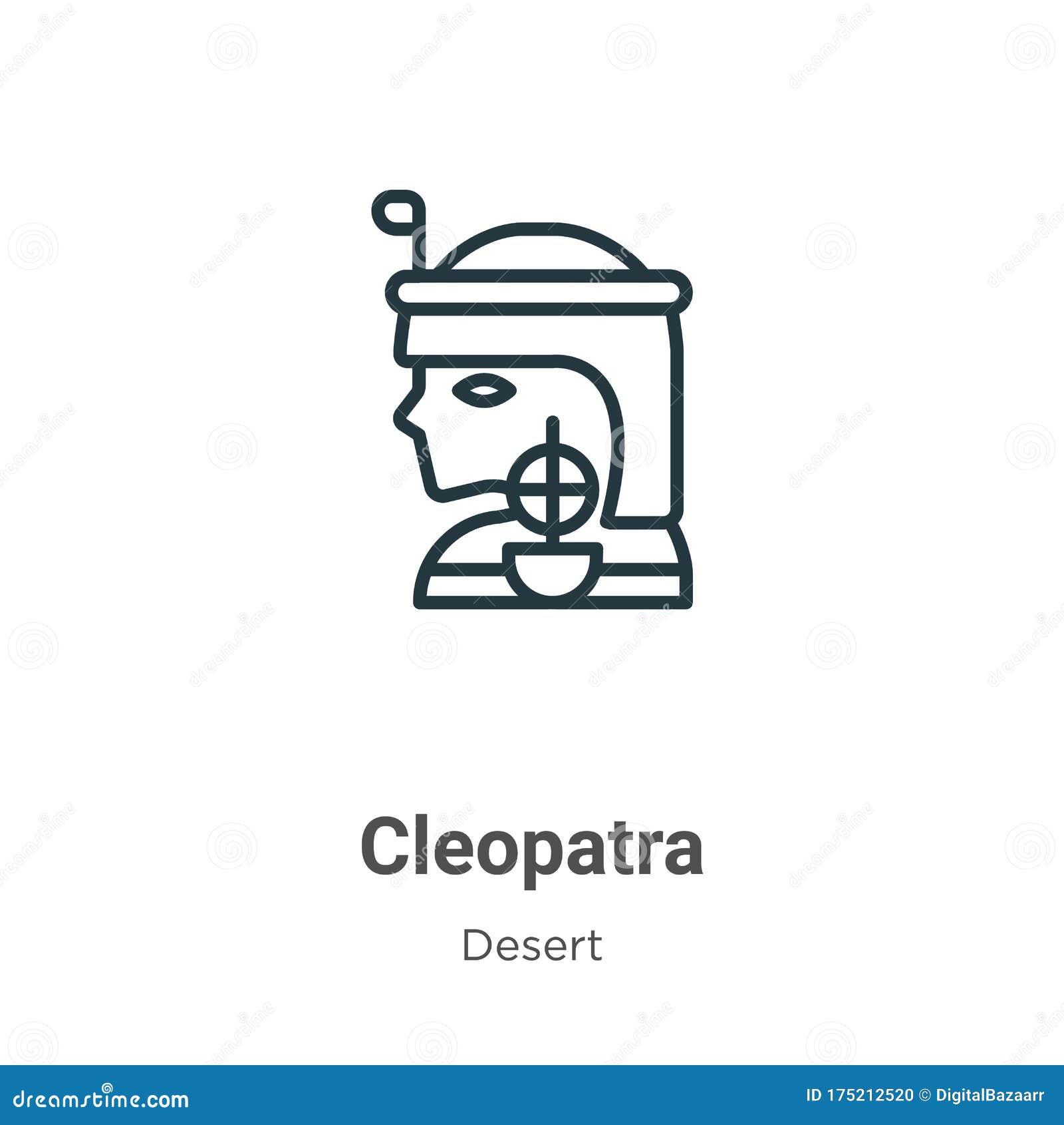 Cleopatra Outline Vector Icon. Thin Line Black Cleopatra Icon, Flat Vector Simple Element ...