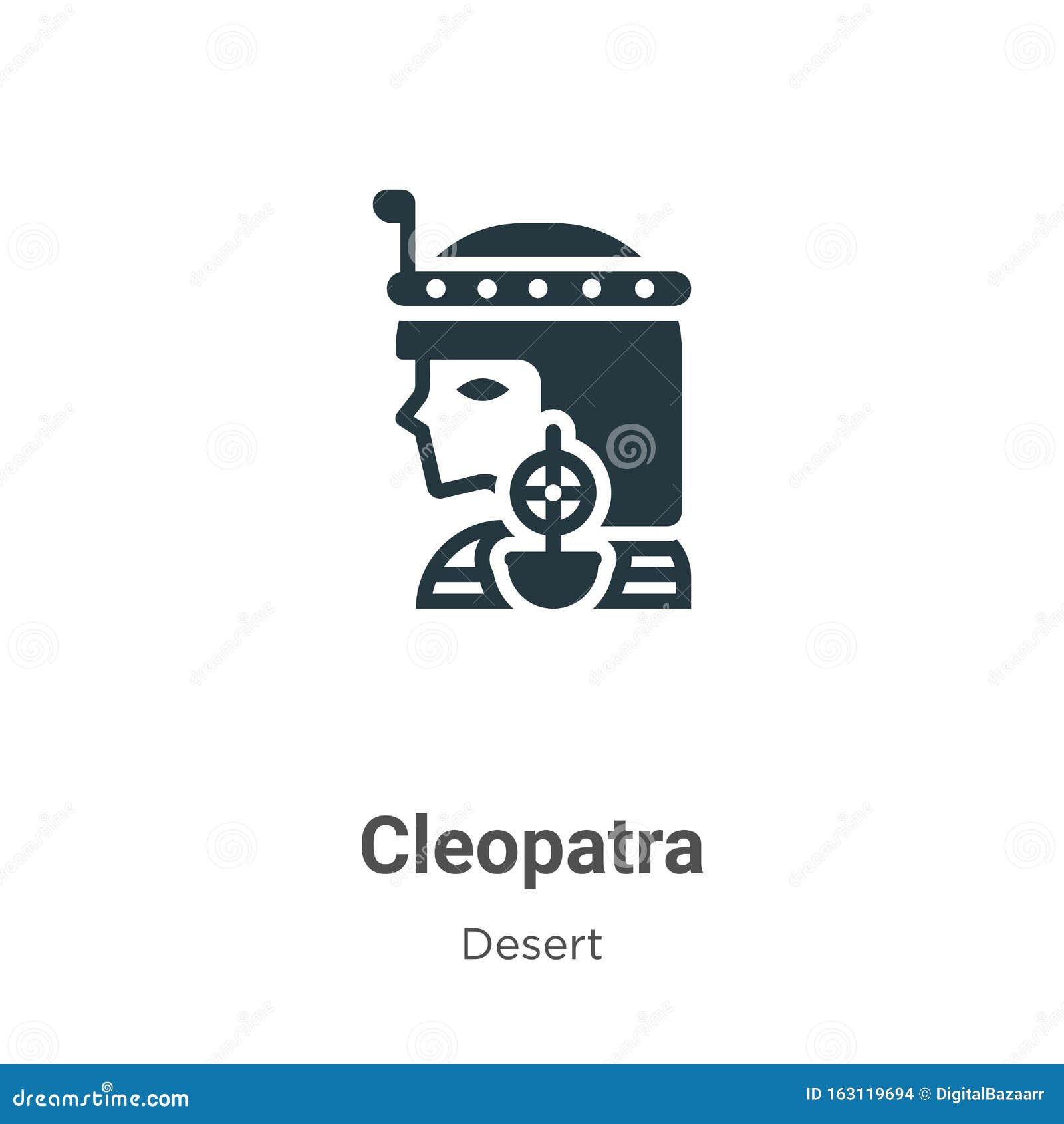Cleopatra Vector Icon on White Background. Flat Vector Cleopatra Icon ...