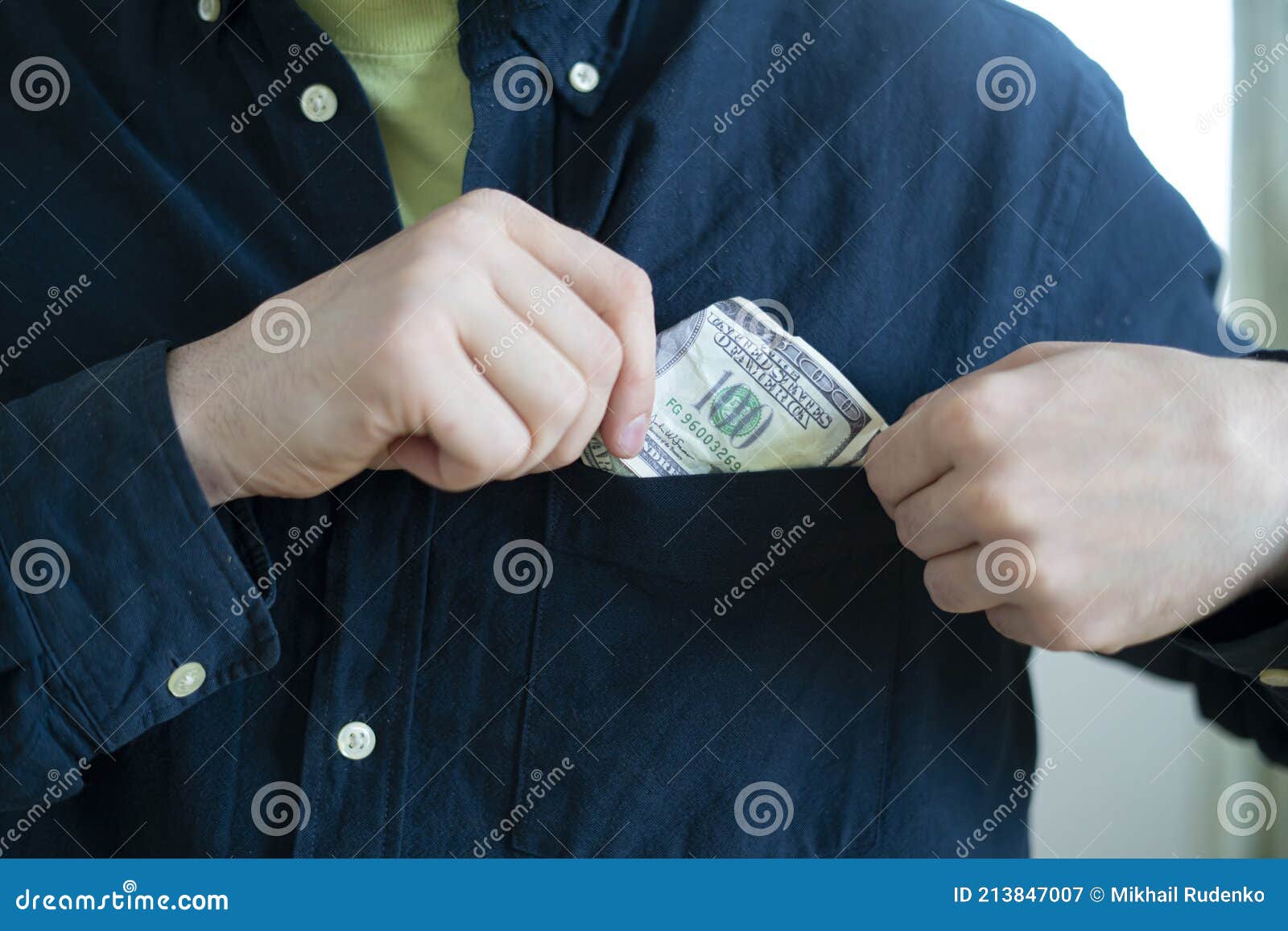 A Cleptomania Concept, Man Criminal Stealing Things and Put Them into ...