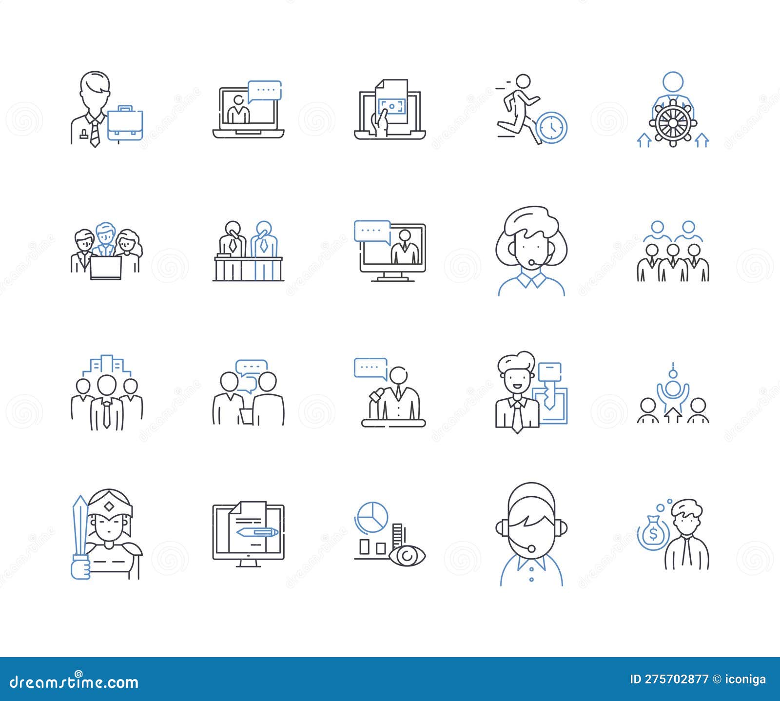 Clerical Work Line Icons Collection. Filing, Documentation, Organizing ...