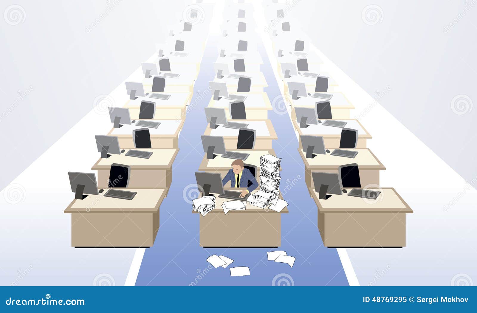 Empty Office Cubicle Supplies Computer Wideangle Lens Royalty-Free ...