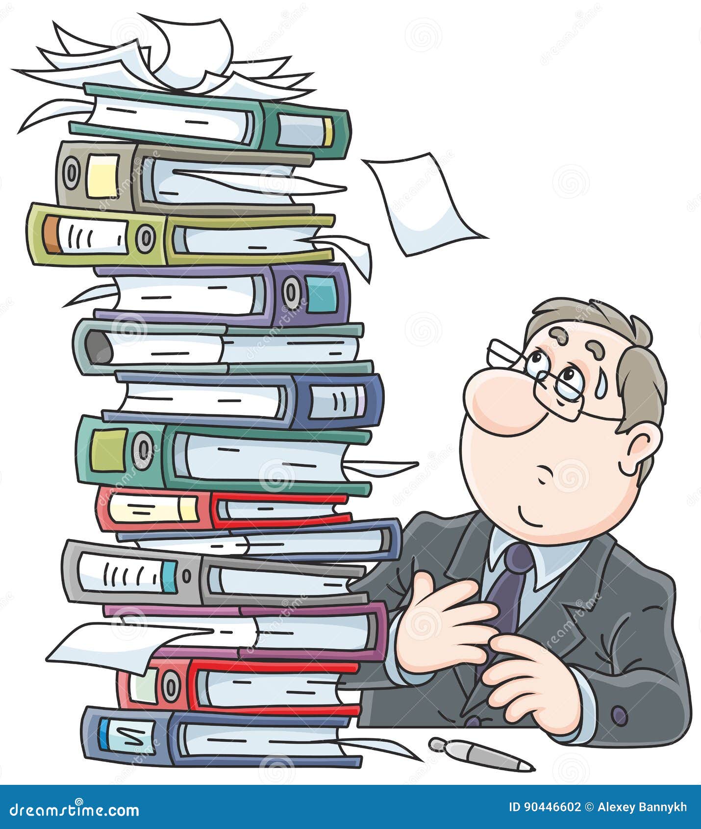 Clerk with folders stock vector. Illustration of correspondence - 90446602