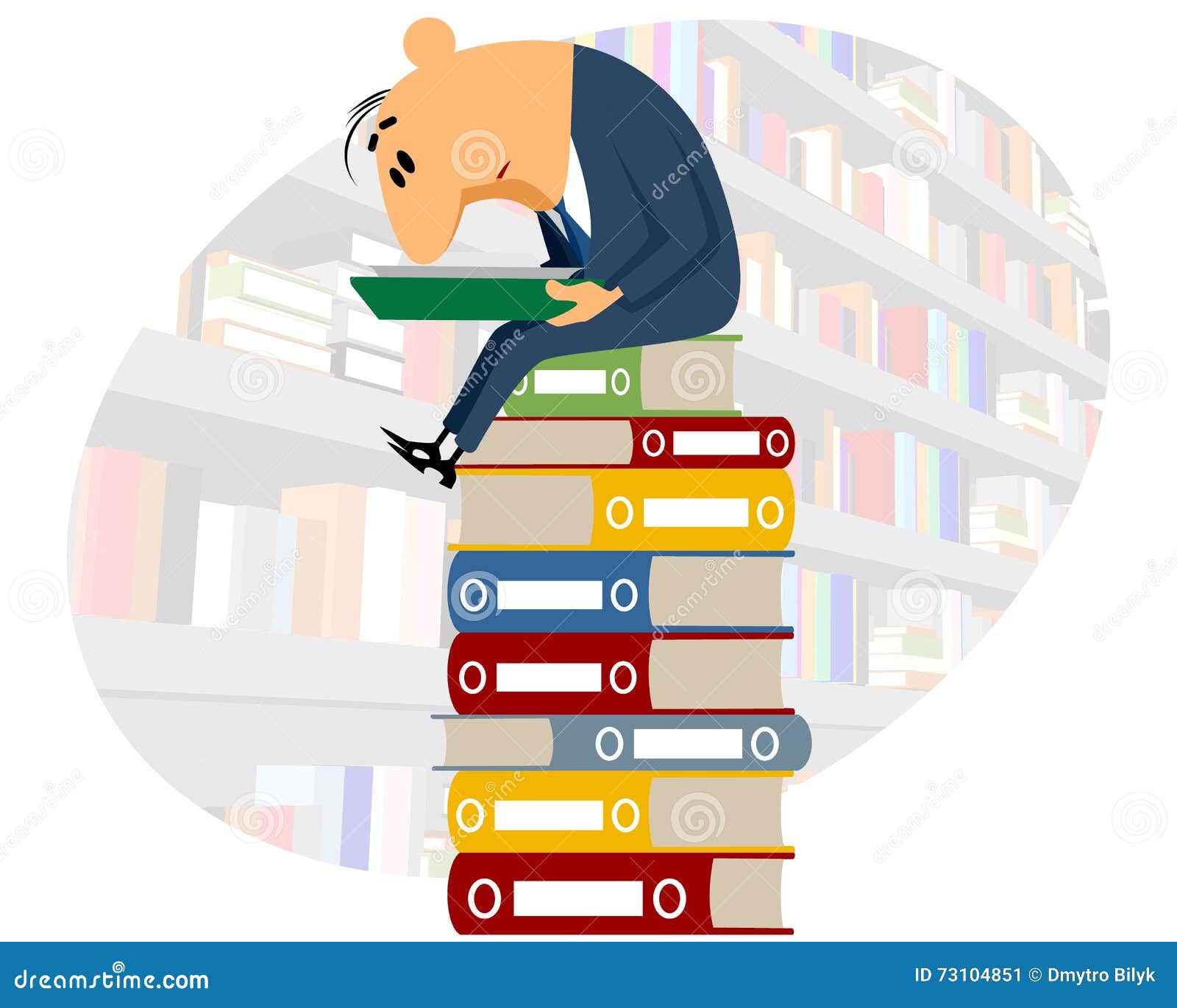 Clerk reading documents stock vector. Illustration of cartoon - 73104851