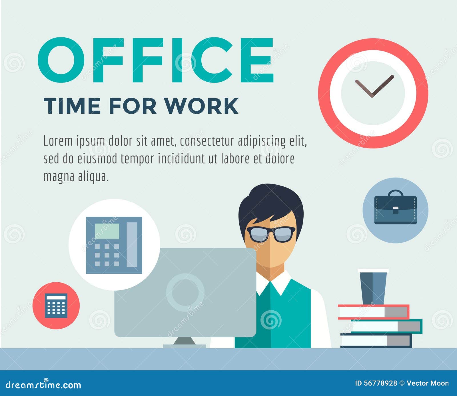 Clerk At Work Infographic. Office, Table, Designer Vector Illustration ...