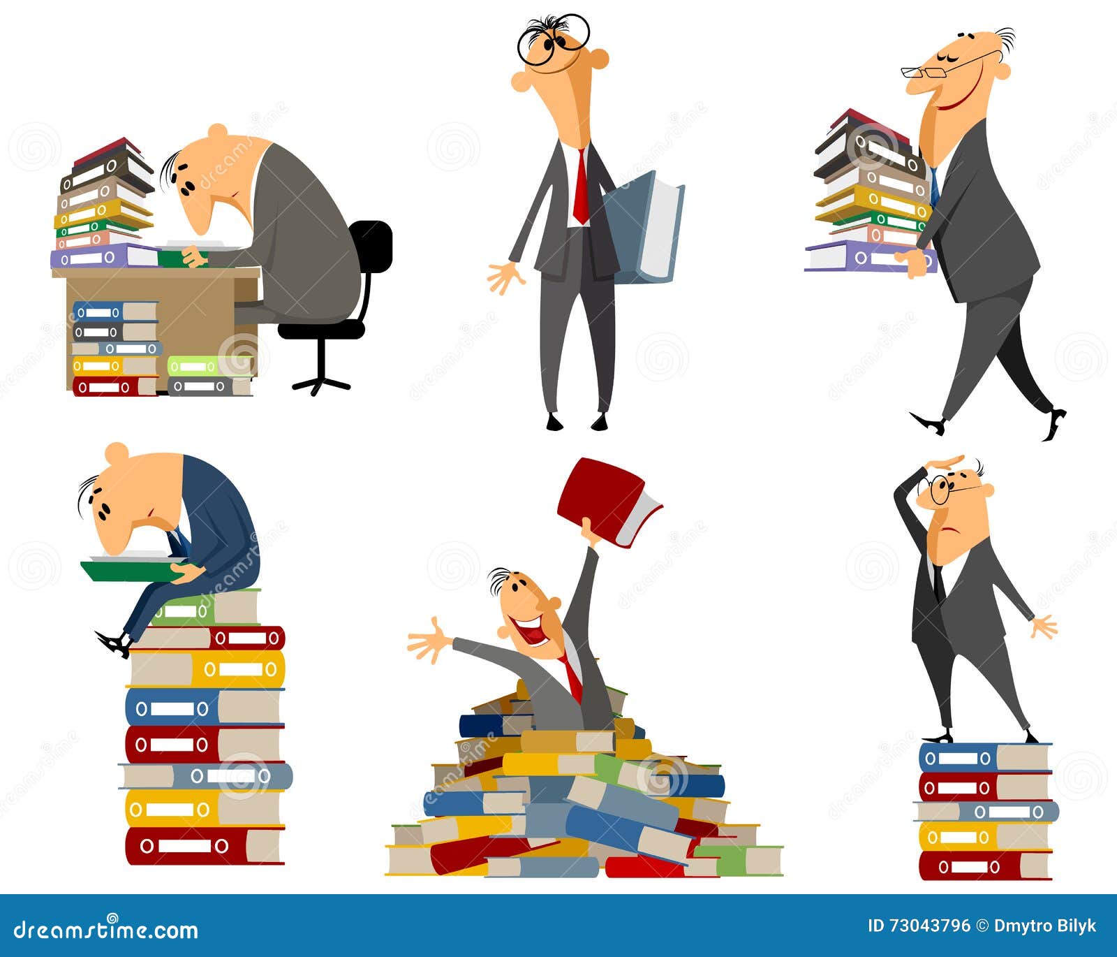 Clerk Working with Documents Stock Vector - Illustration of pile ...