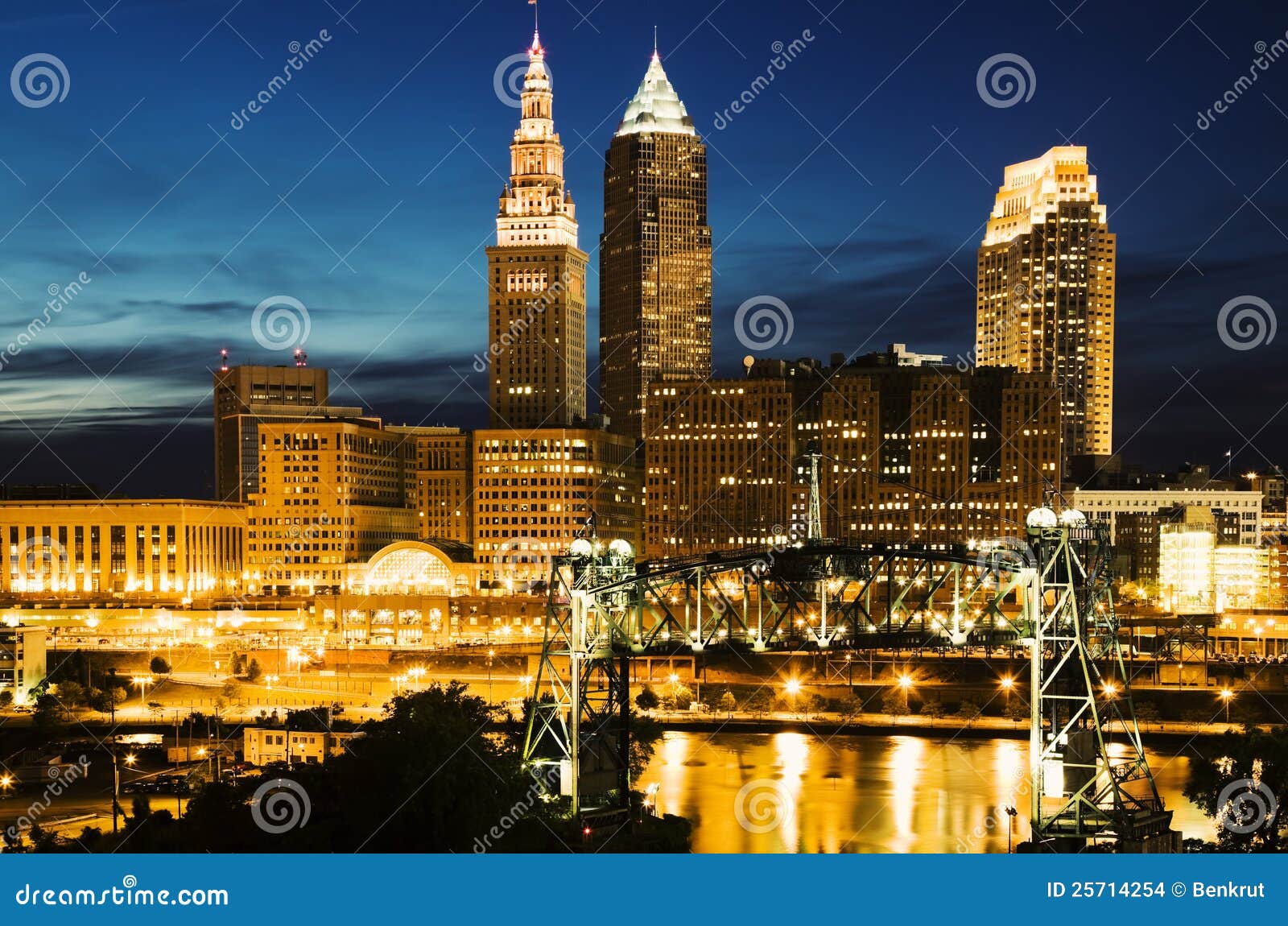 Cleveland during Blue Evening Stock Photo - Image of blue, downtown ...