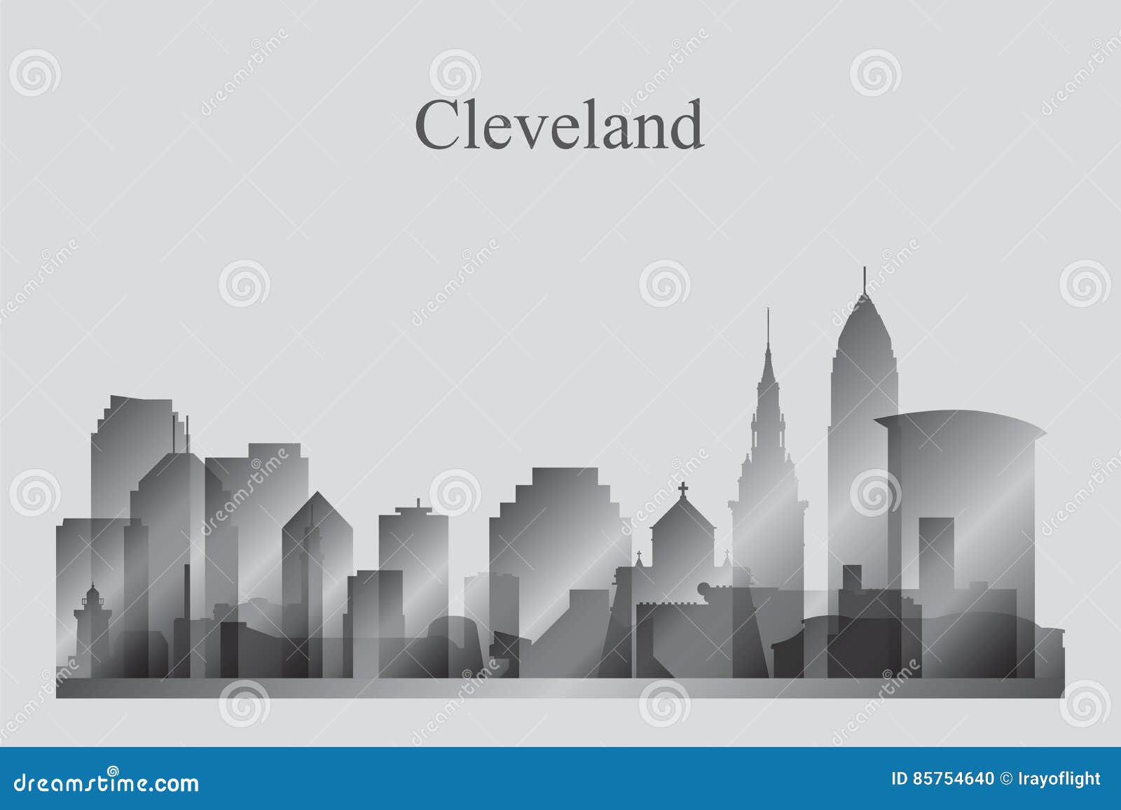 Cleveland City Skyline Horizontal Banner. Vector Illustration ...