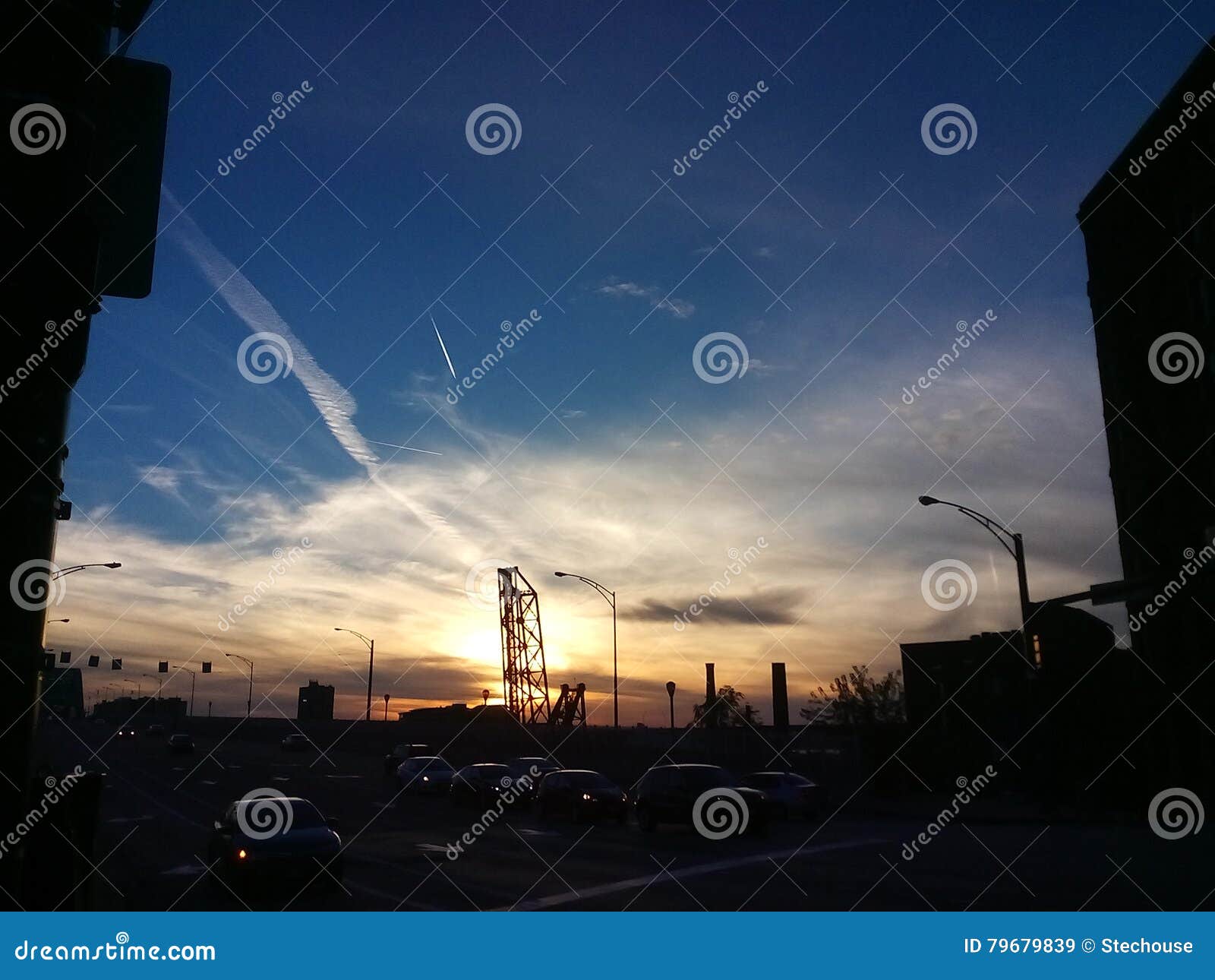 Cleveland Flats at sunset stock image. Image of sundown - 79679839