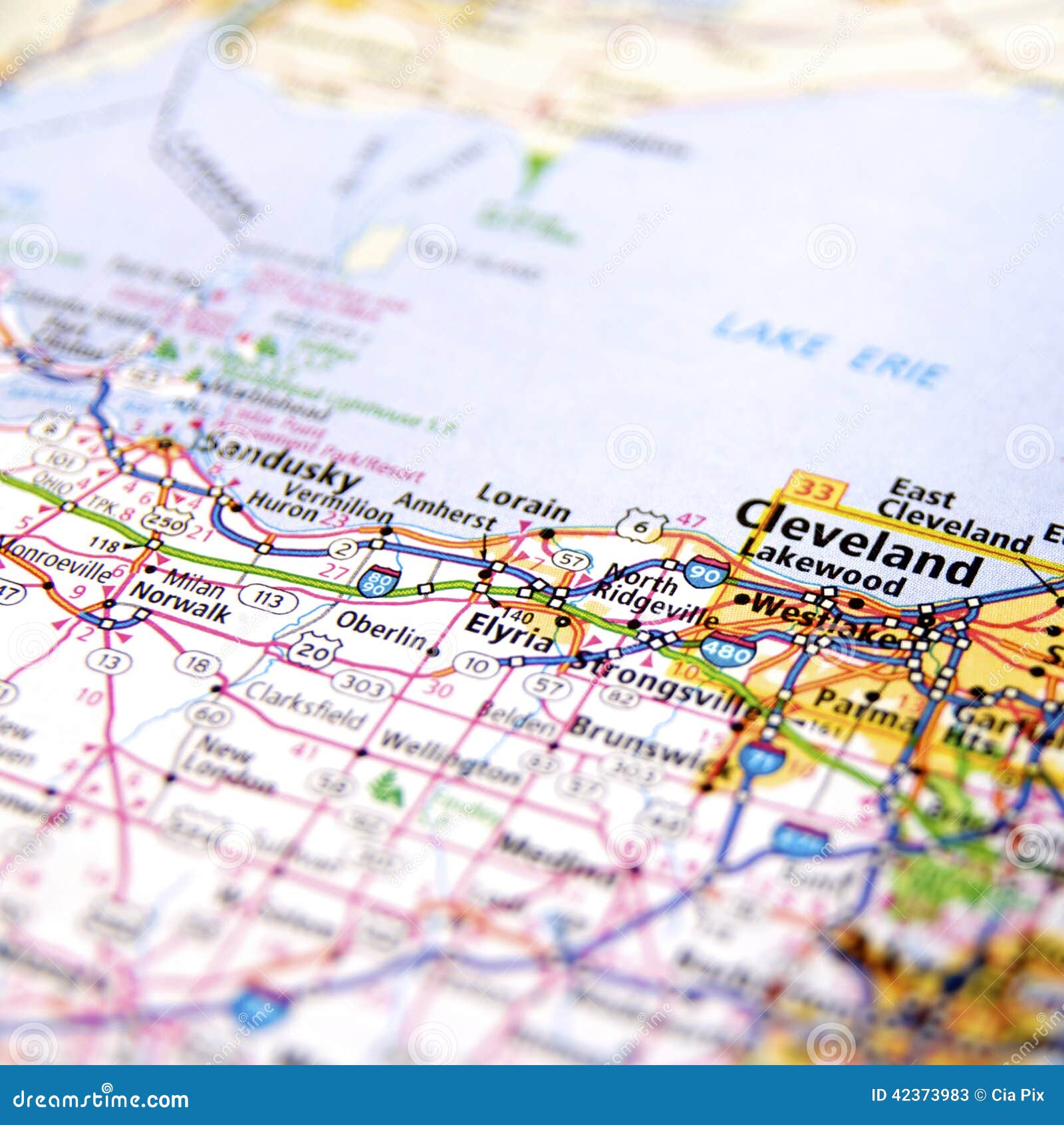 Cleveland map stock image. Image of highway, ways, lake - 42373983
