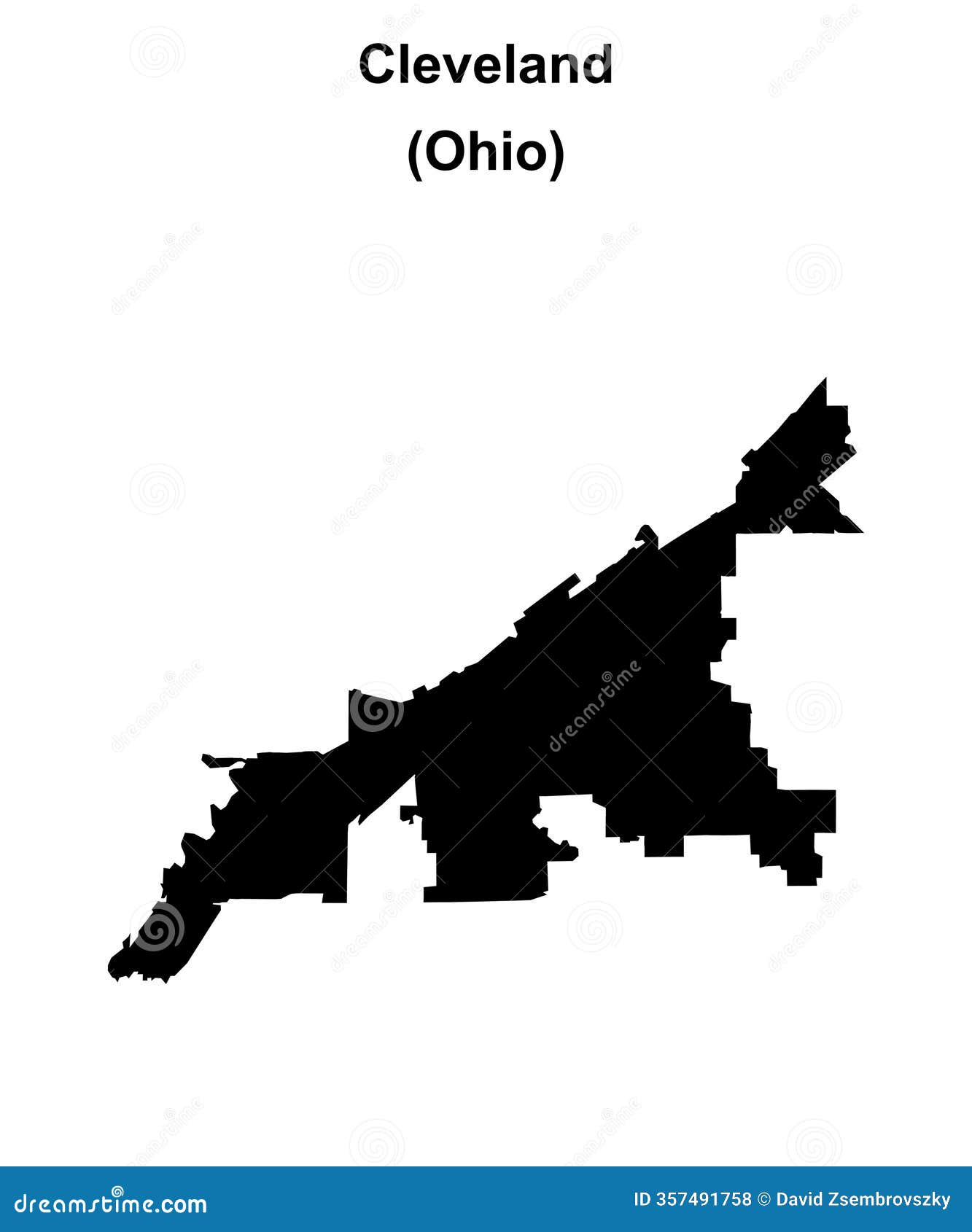 Cleveland outline map stock vector. Illustration of ohio - 357491758