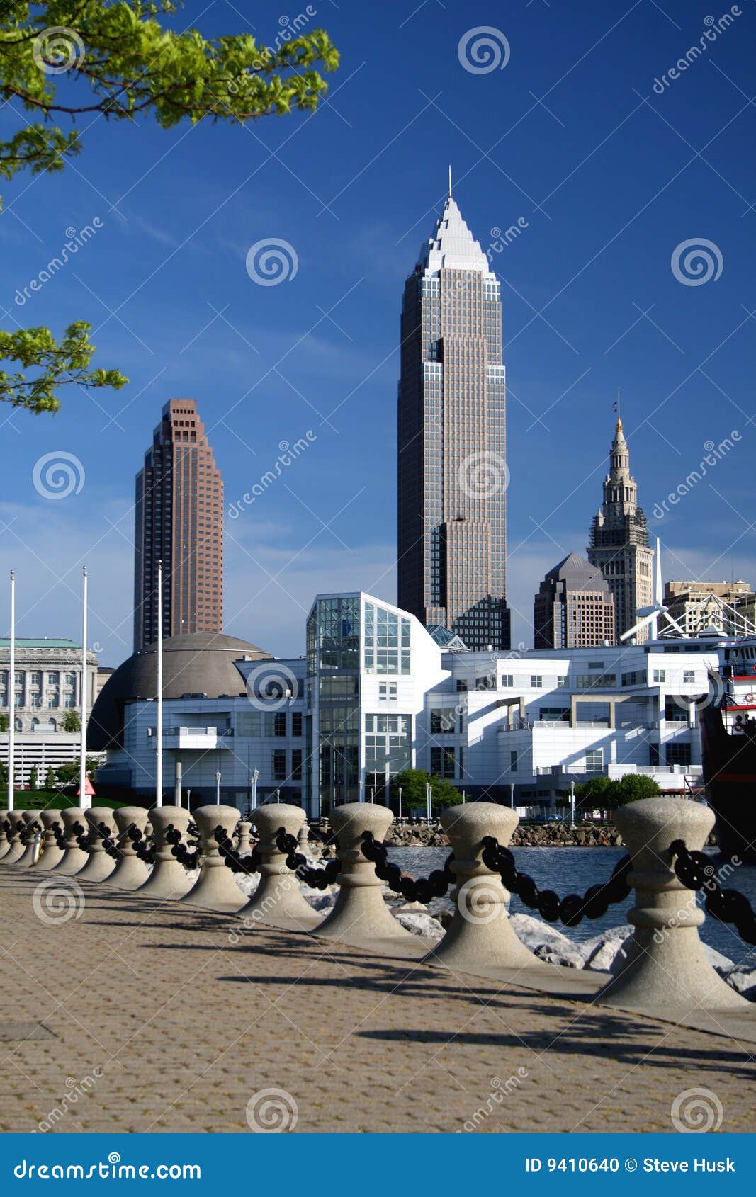 Cleveland Ohio Skyline Skyscrapers Stock Photo - Image of water ...