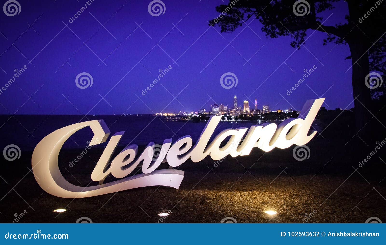 Cleveland stock photo. Image of cityscape, skyline, sunset - 102593632