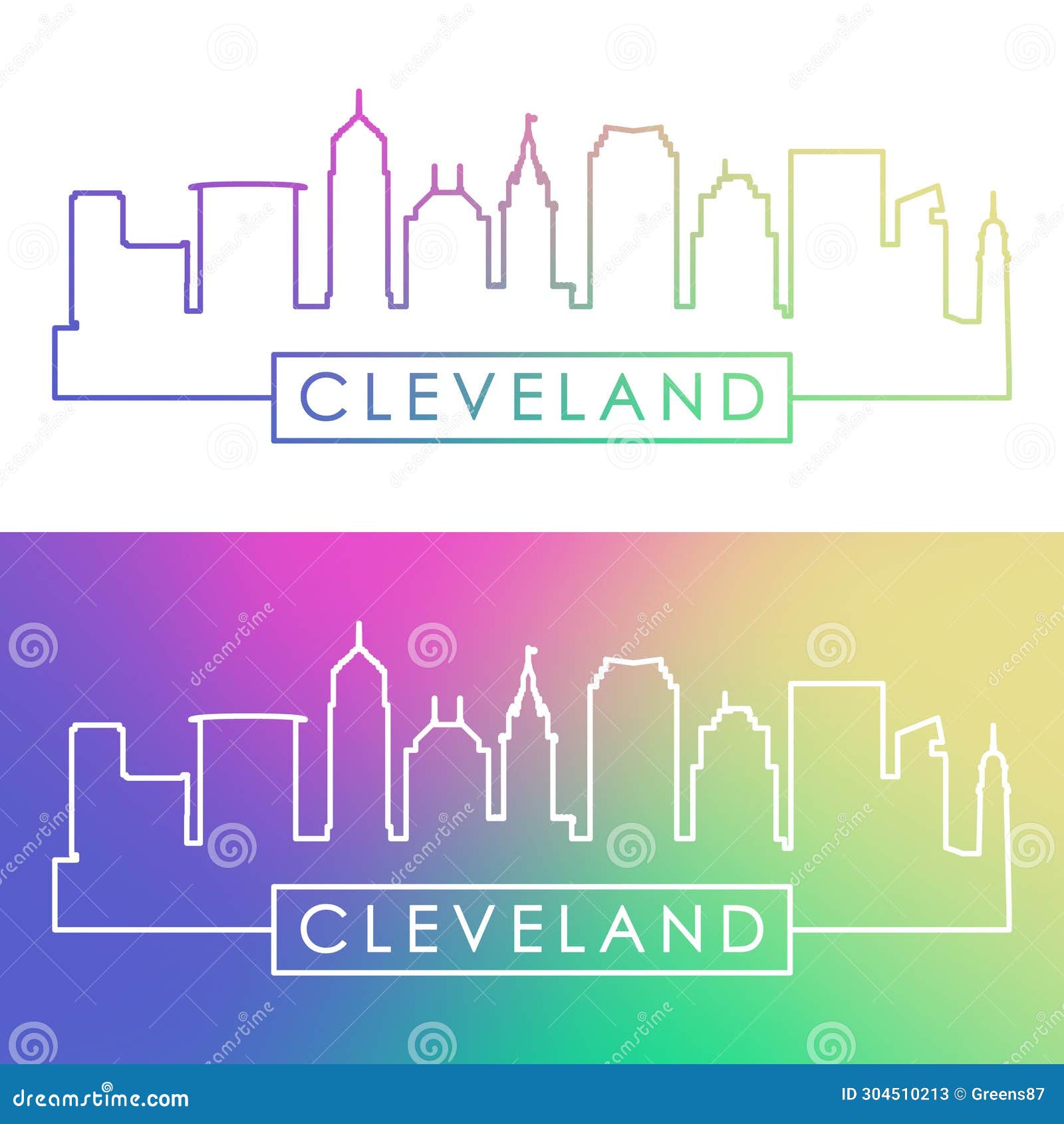 Cleveland Skyline. Colorful Linear Style Stock Illustration ...