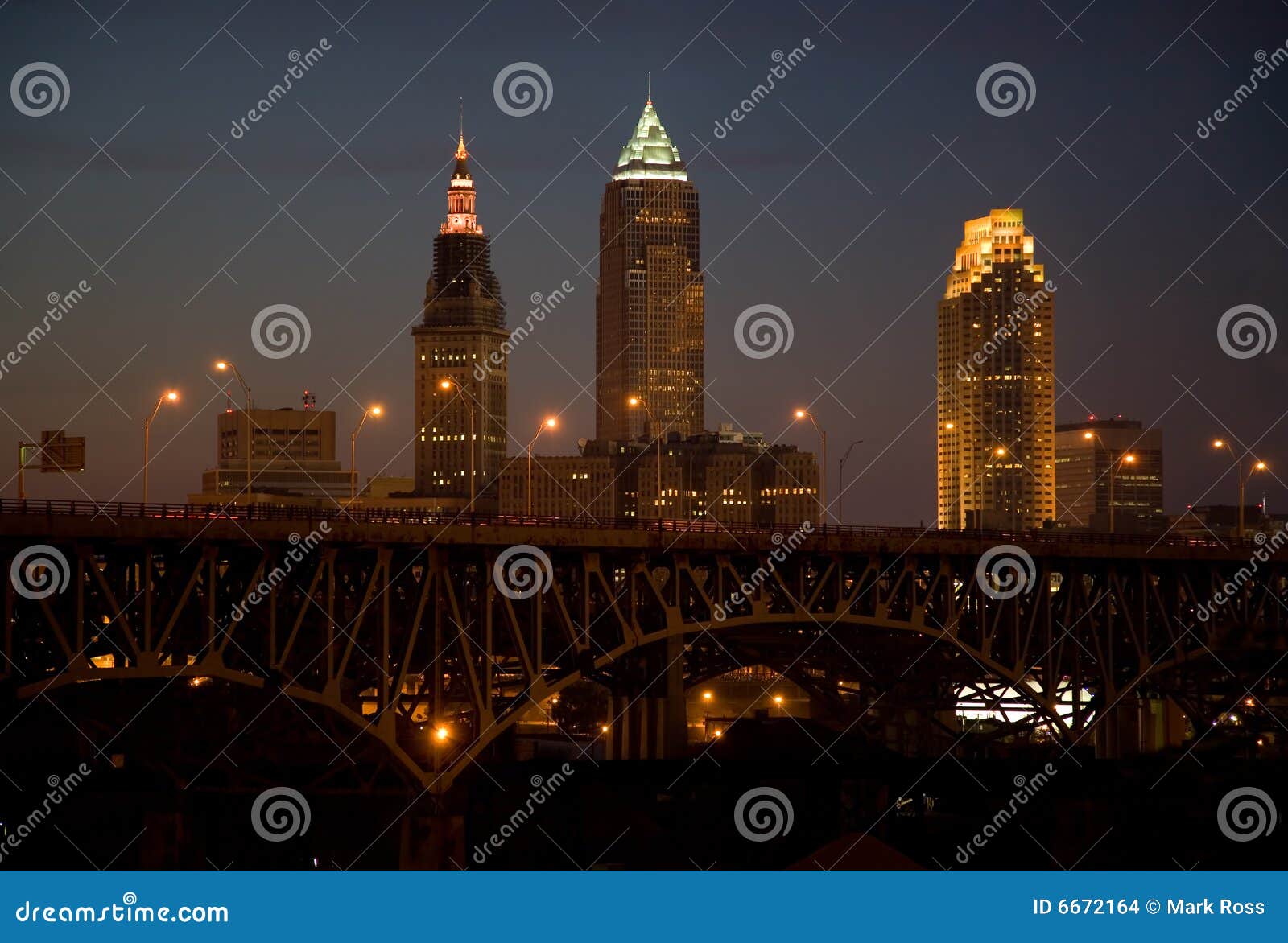 Cleveland Skyline at Night stock photo. Image of city - 6672164