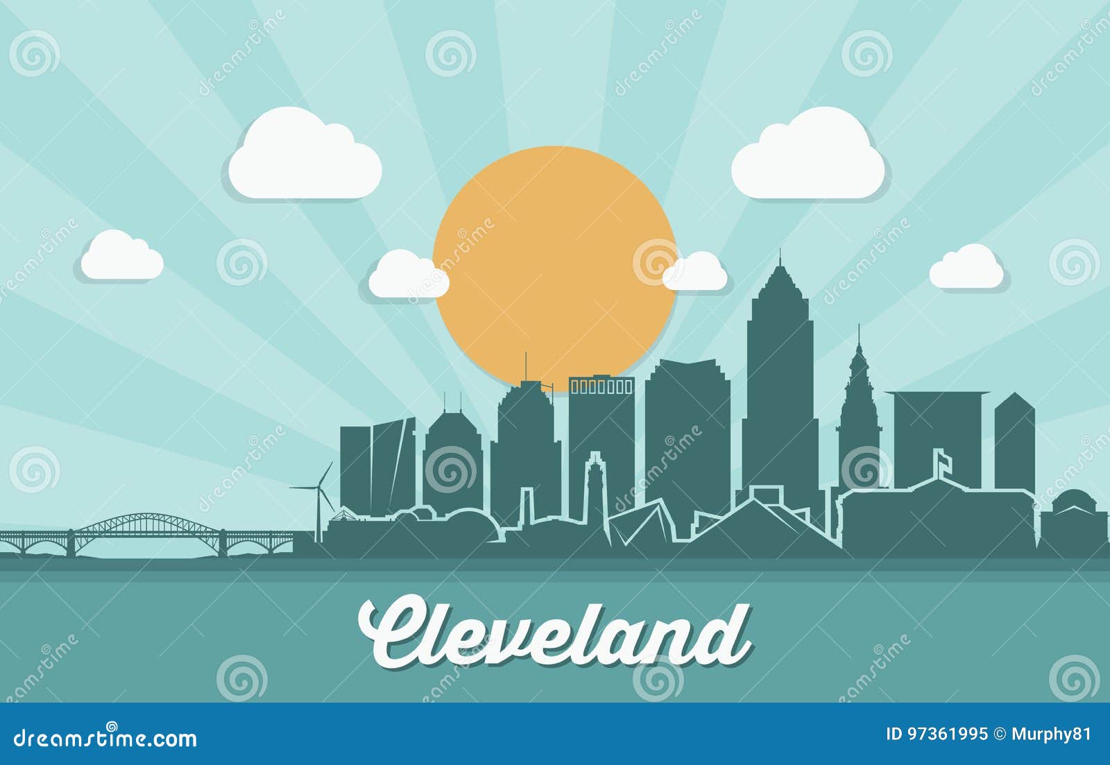 Cleveland-Skyline - Ohio - Vektorillustration Vektor Abbildung ...