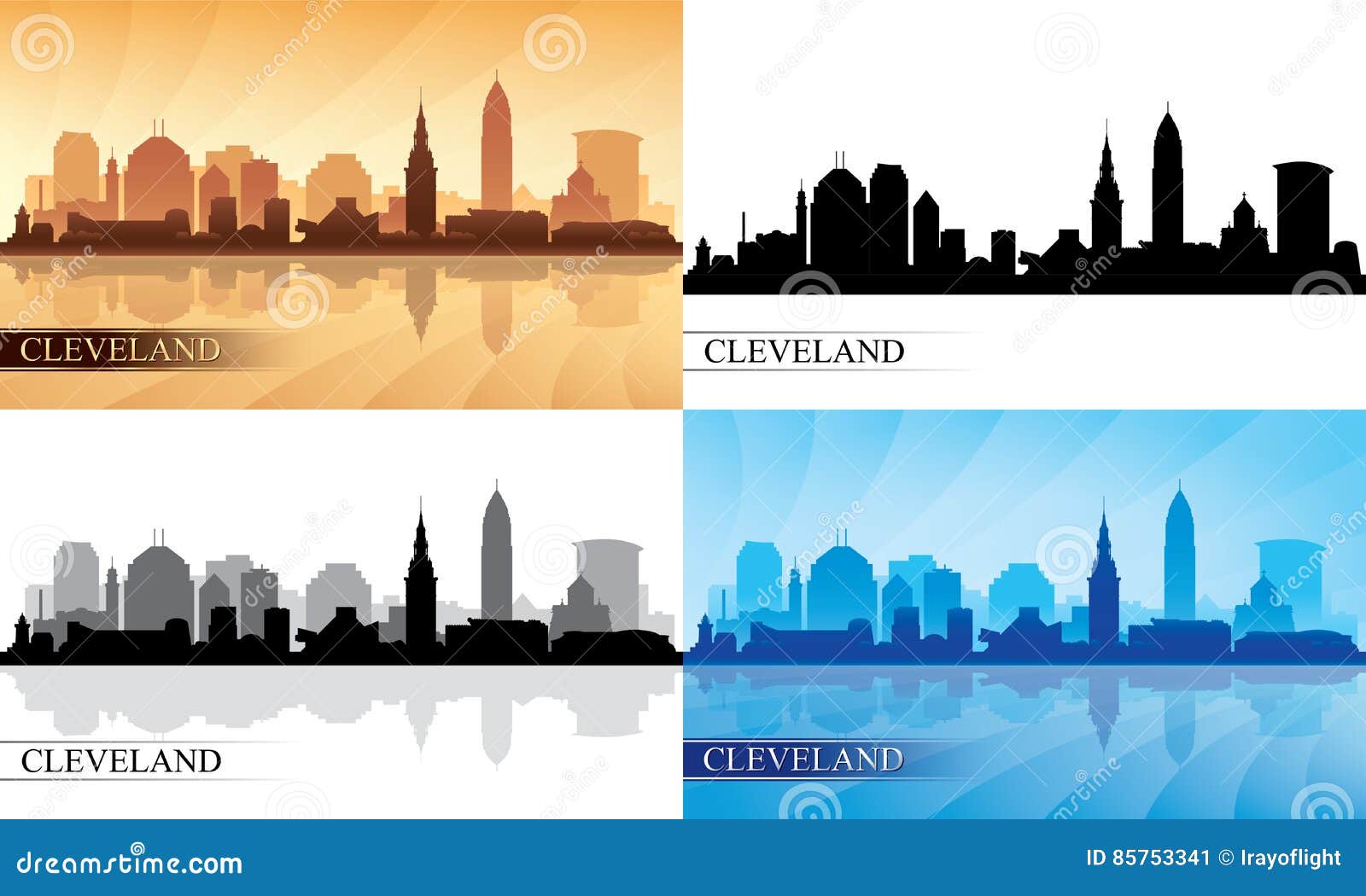 Cleveland Skyline Silhouette Design City Vector Art | CartoonDealer.com ...