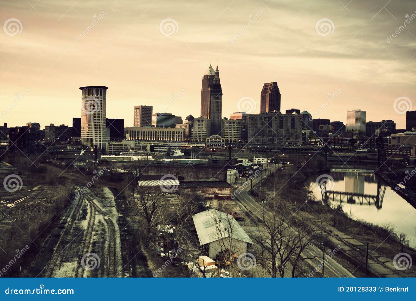 Cleveland during sunset stock image. Image of city, ohio - 20128333