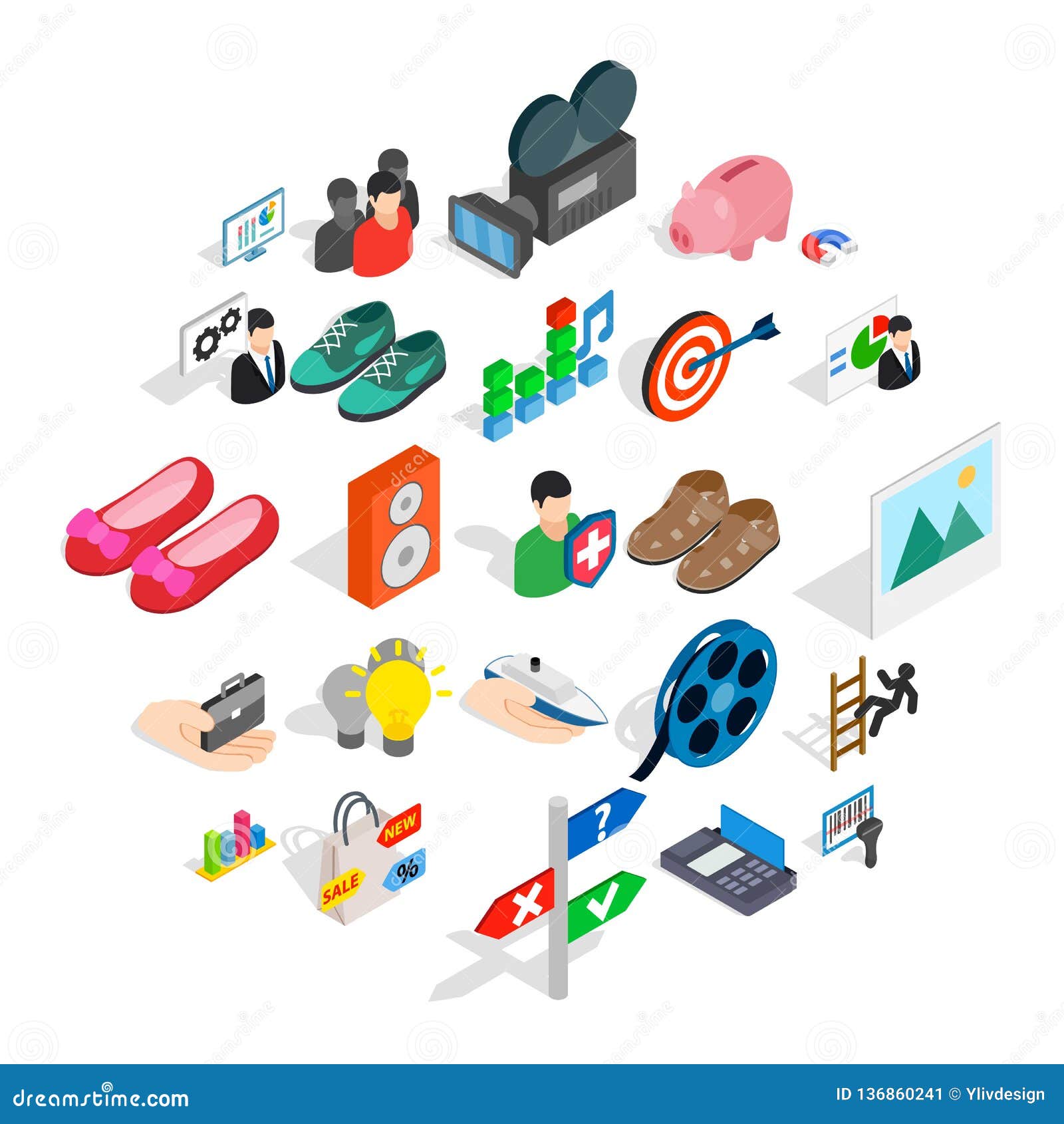Clever Advertising Icons Set, Isometric Style Stock Vector ...